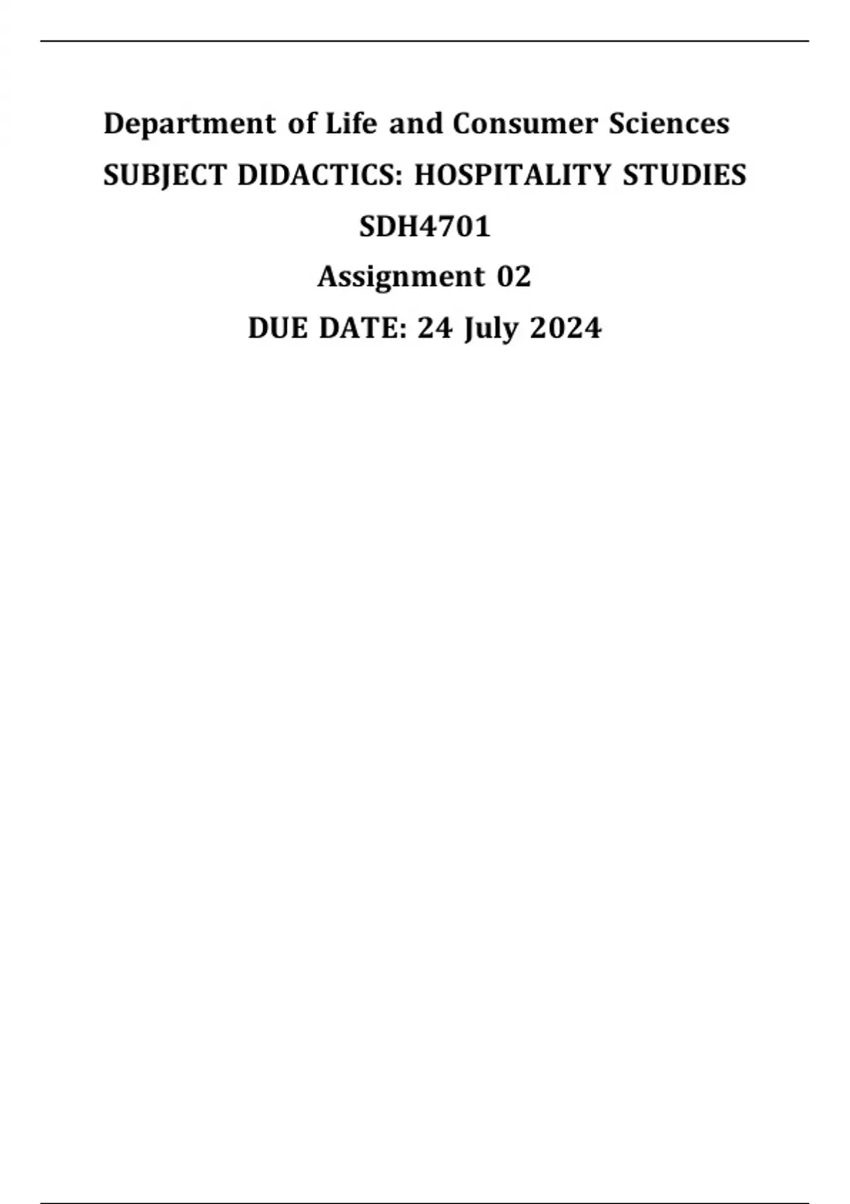 SDH4701 Assignment 2 DUE 24 July 2024 - FET Subject Didactics ...