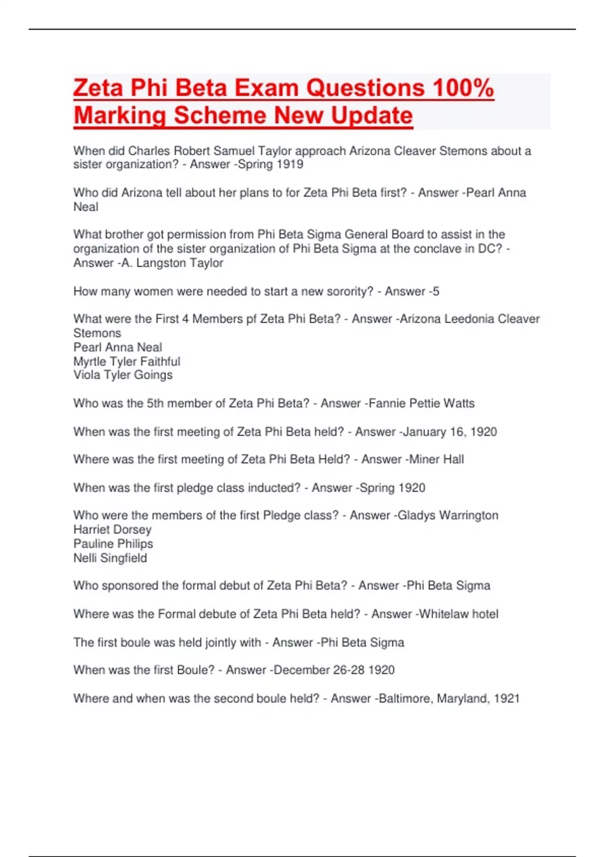 Zeta Phi Beta Exam Questions 100% Marking Scheme New Update - Zeta Phi ...