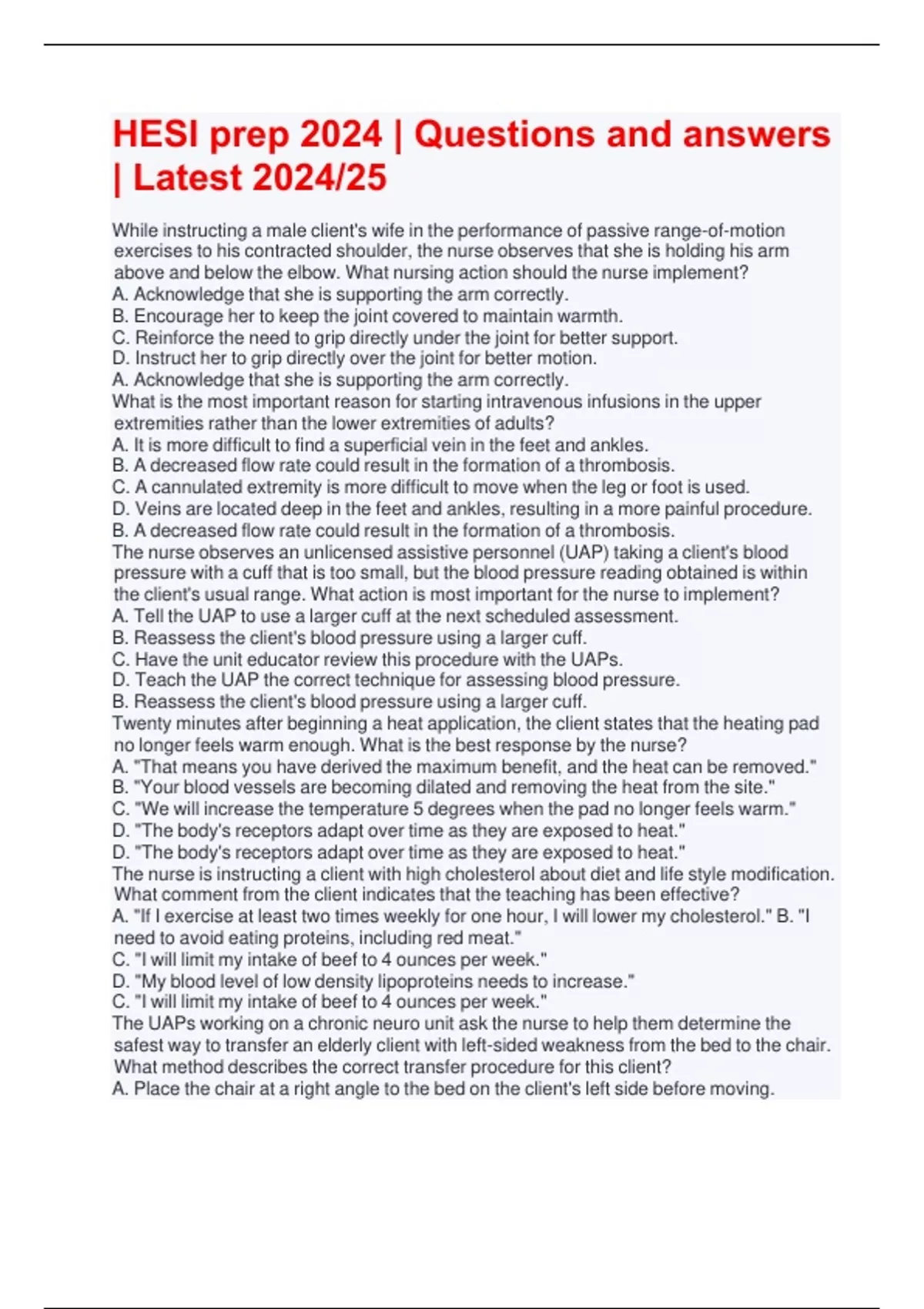 HESI prep 2024 | Questions and answers | Latest 2024/25 - HESI prep ...