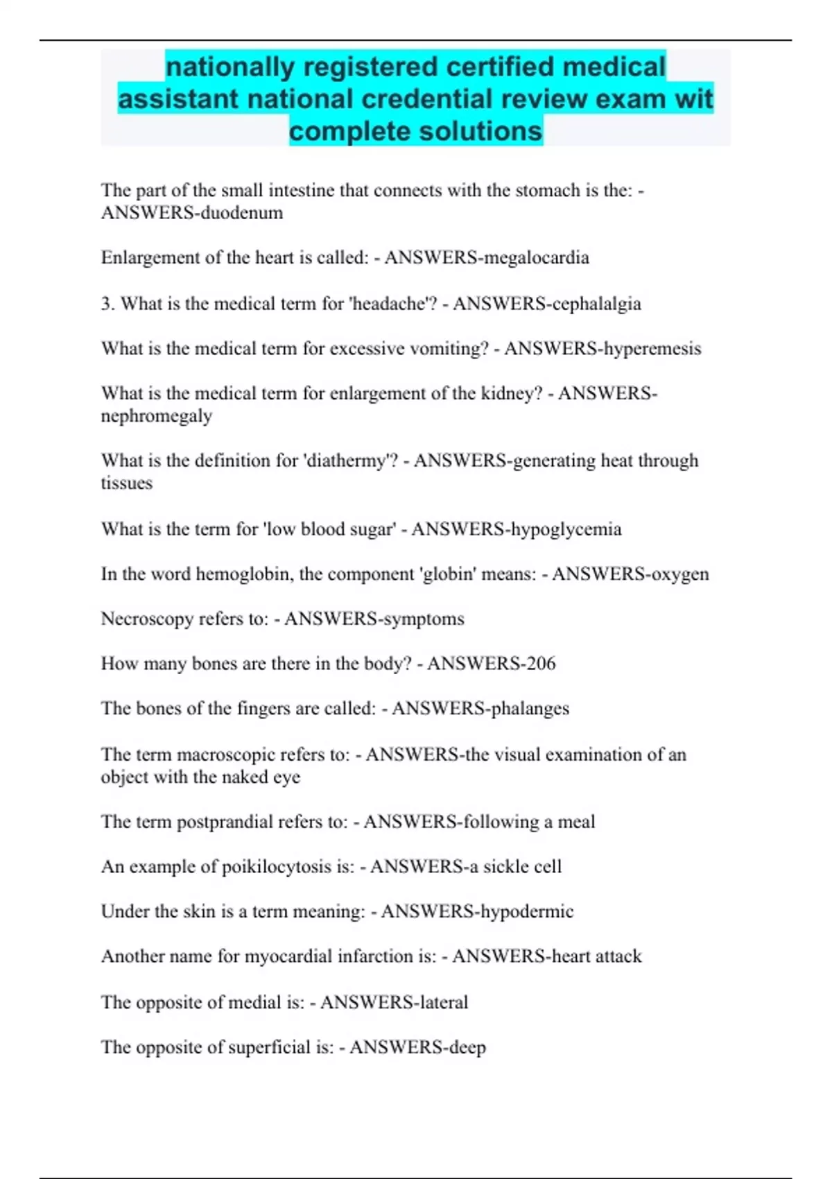 nationally registered certified medical assistant national credential ...