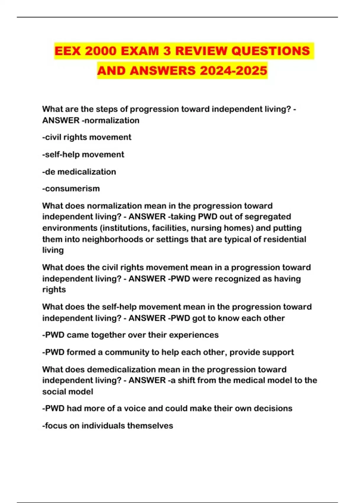 EEX 2000 EXAM 3 REVIEW QUESTIONS AND ANSWERS - EEX 2000 - Stuvia US