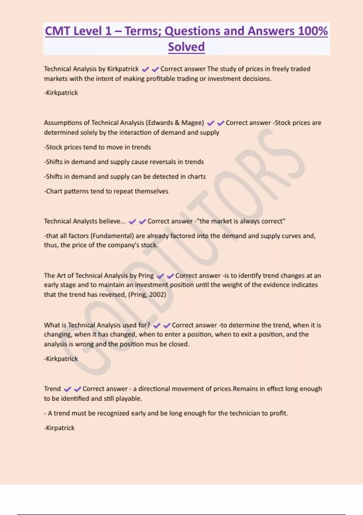 PACKAGE;;;CMT LEVEL 1 EXAMS WITH COMPLETE SOLUTIONS - Stuvia US