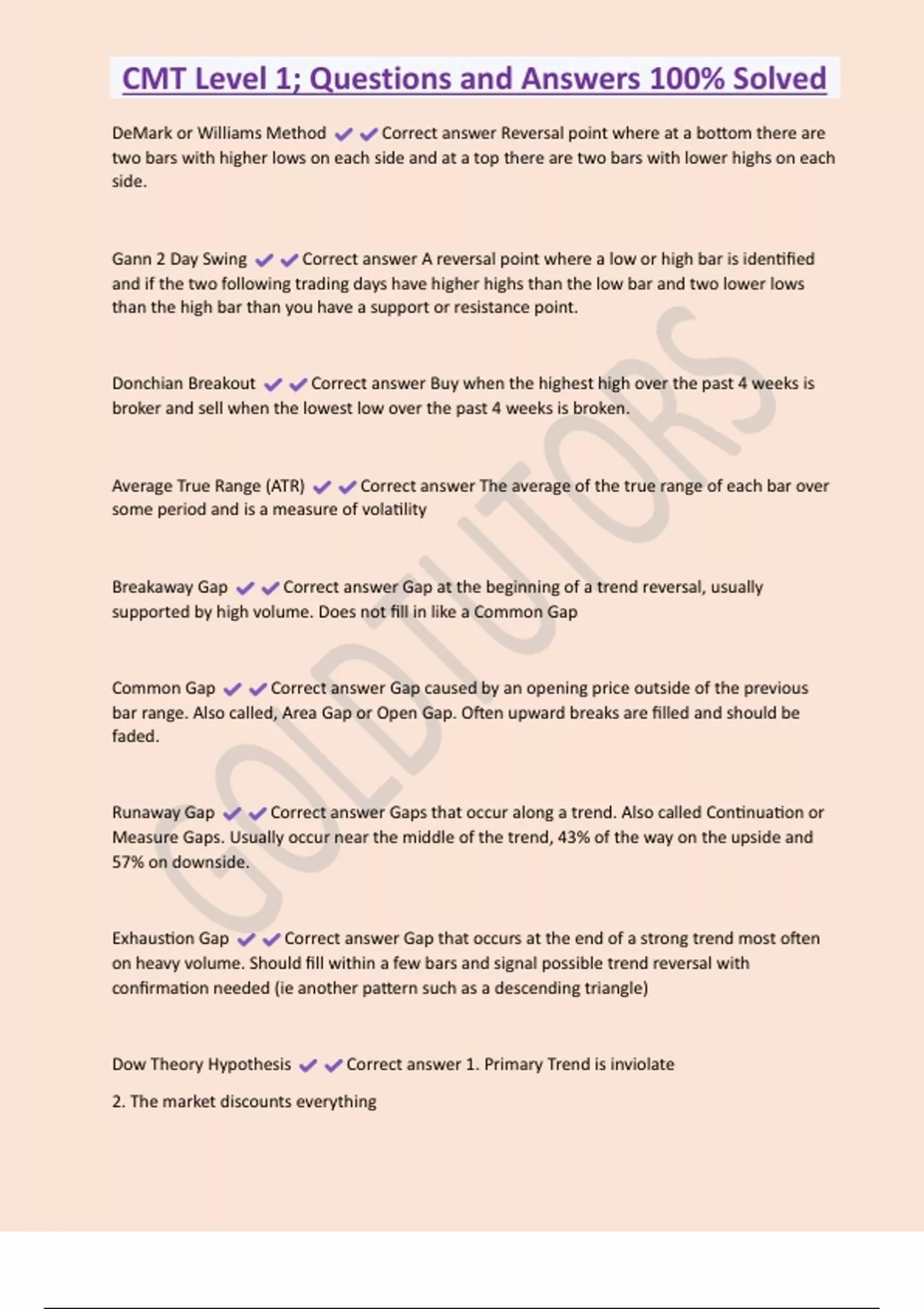 CMT Level 1; Questions and Answers 100% Solved - CMT Level 1 - Stuvia US