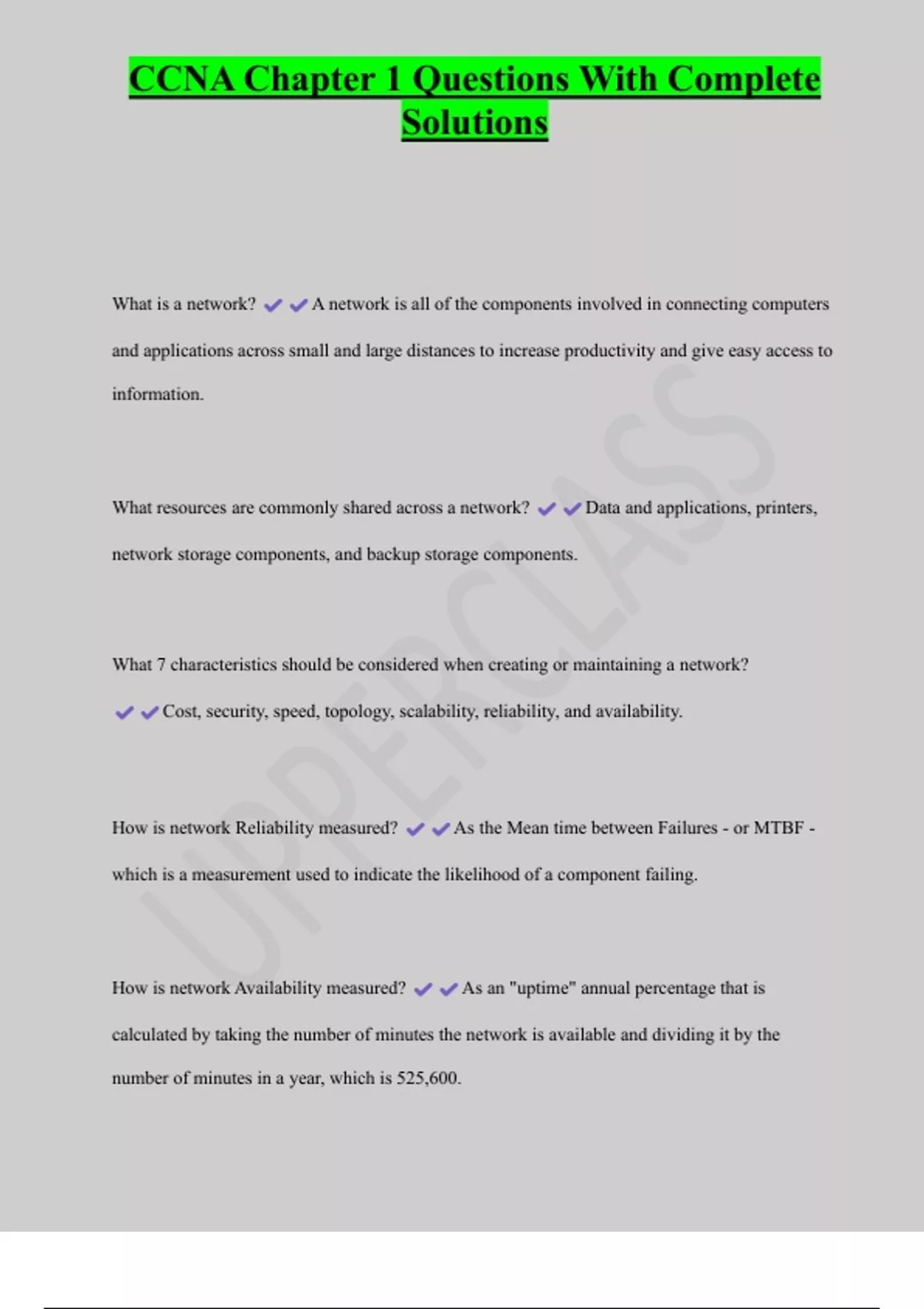 CCNA Chapter 1 Questions With Complete Solutions - CCNA 200-301 - Stuvia US