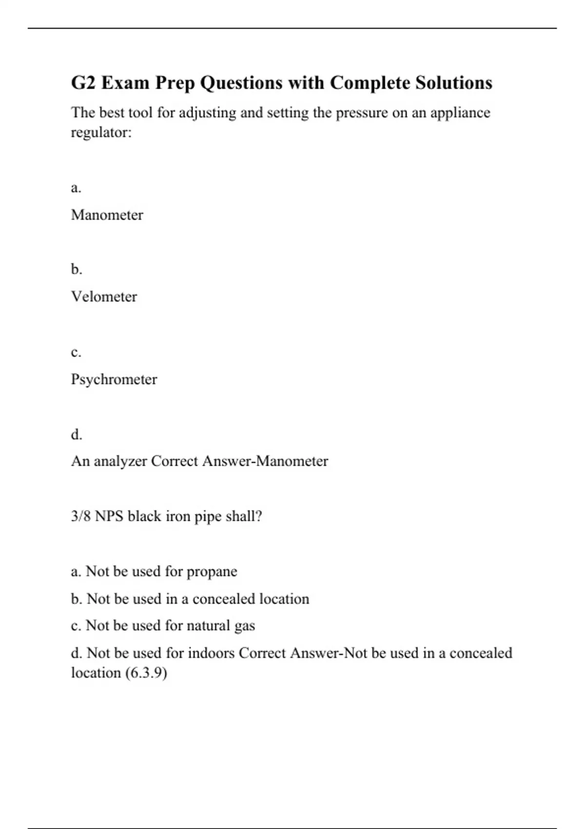 G2 Exam Prep Questions with Complete Solutions - G2 gas texh - Stuvia US