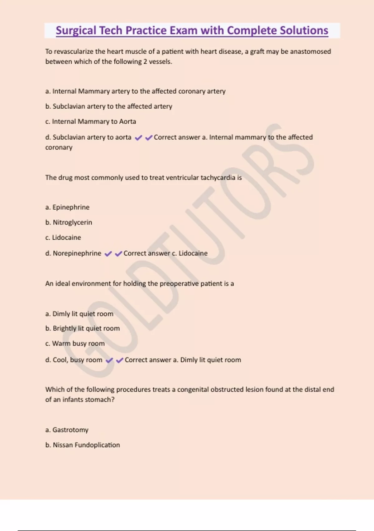 Surgical Tech Practice Exam with Complete Solutions - NCCT Surgical Tech - Stuvia US