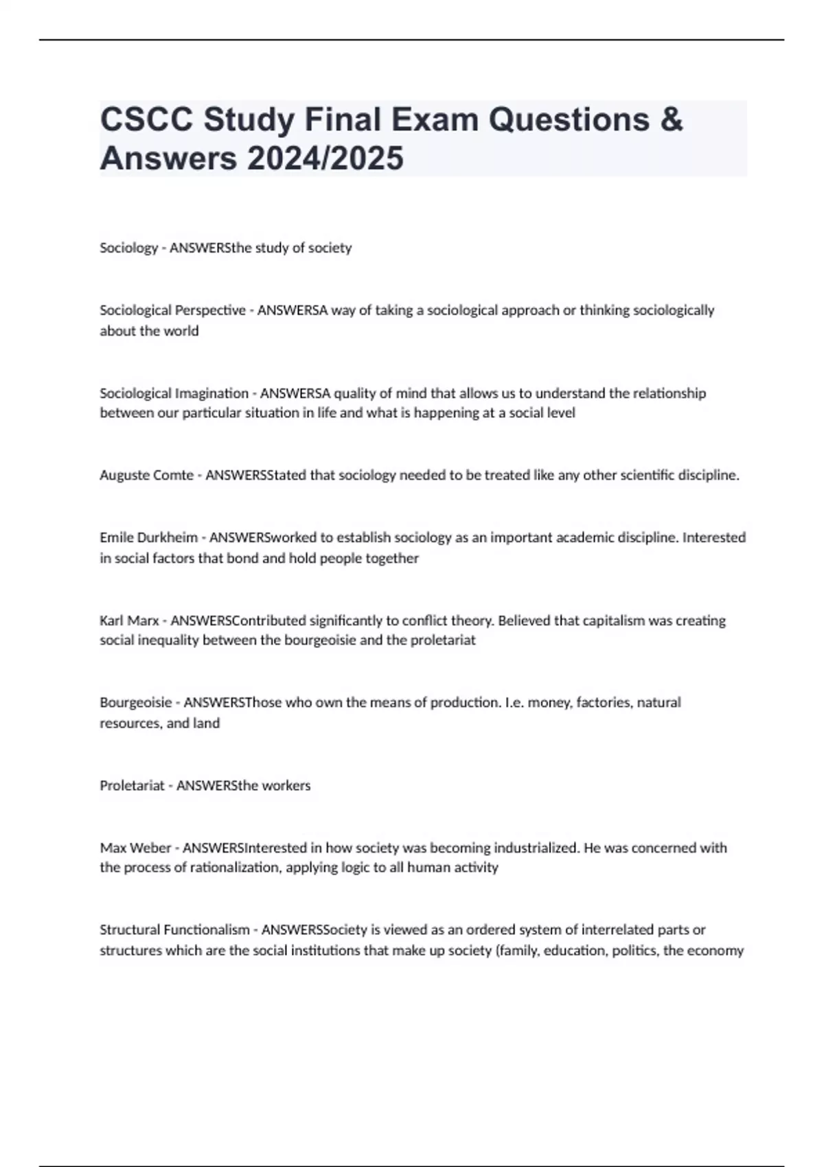 CSCC Study Final Exam Questions & Answers 2024/2025 - CSCC - Stuvia US