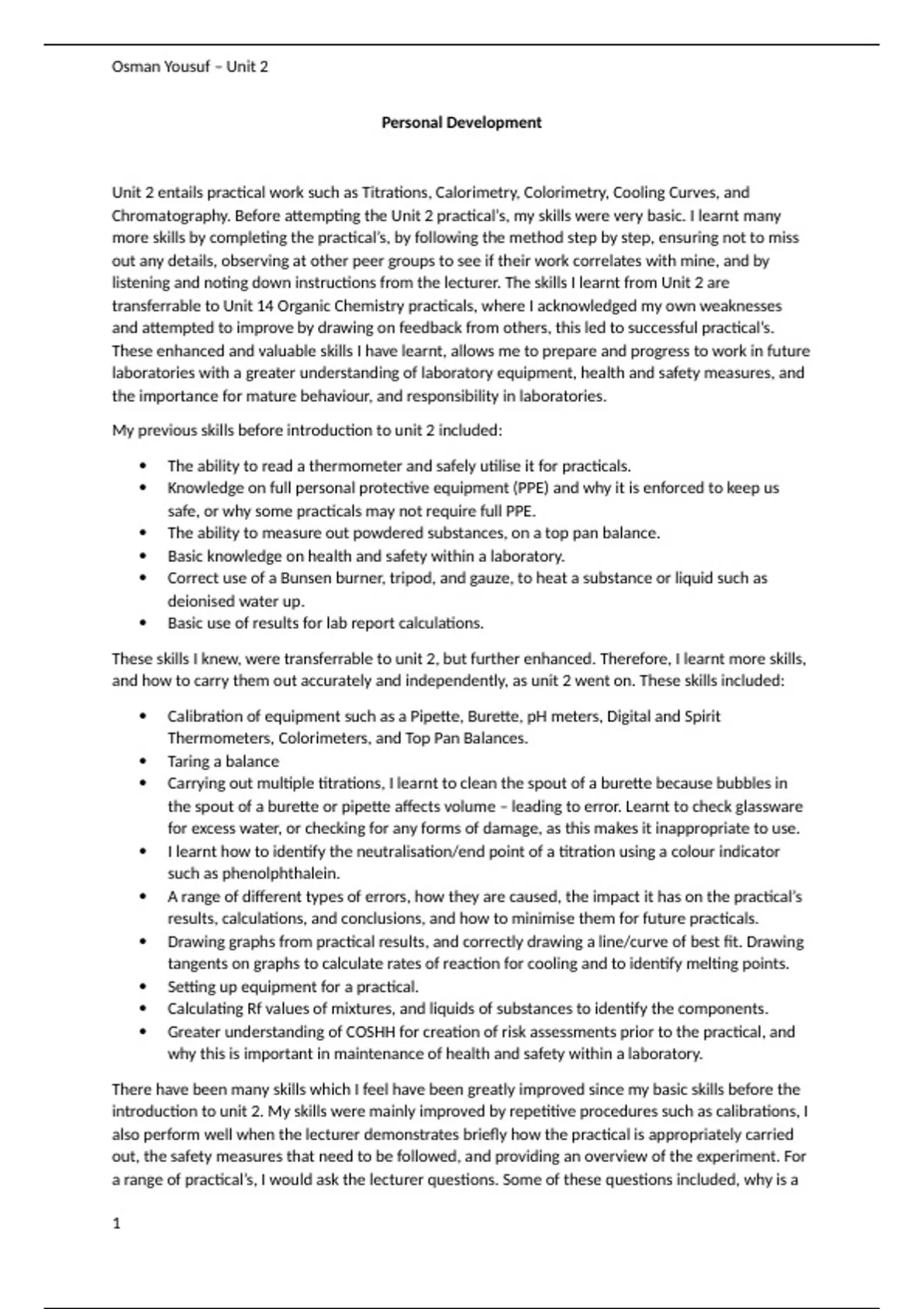 BTEC L3 NED Applied Science - Unit 2 - Learning Aim D - Unit 2 ...