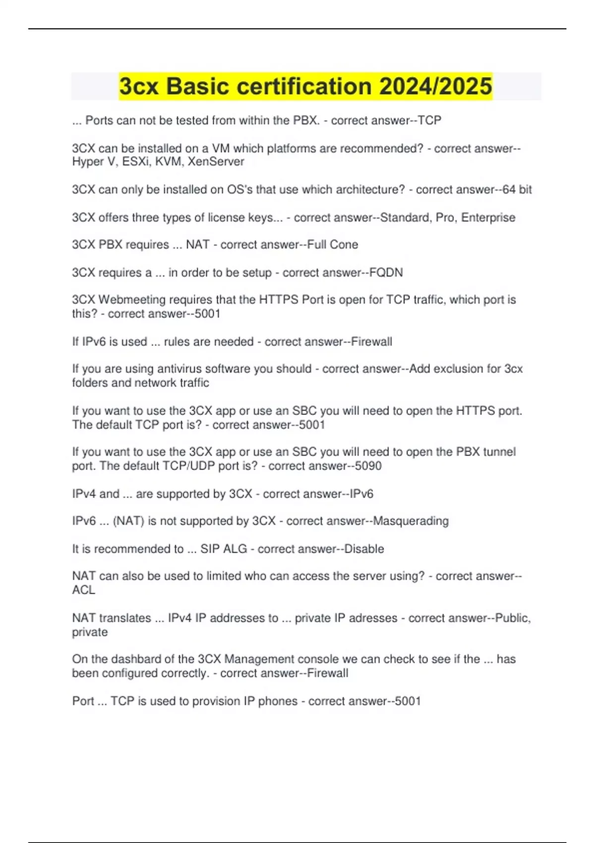 3cx Basic certification 2024/2025 - 3cx certification - Stuvia US