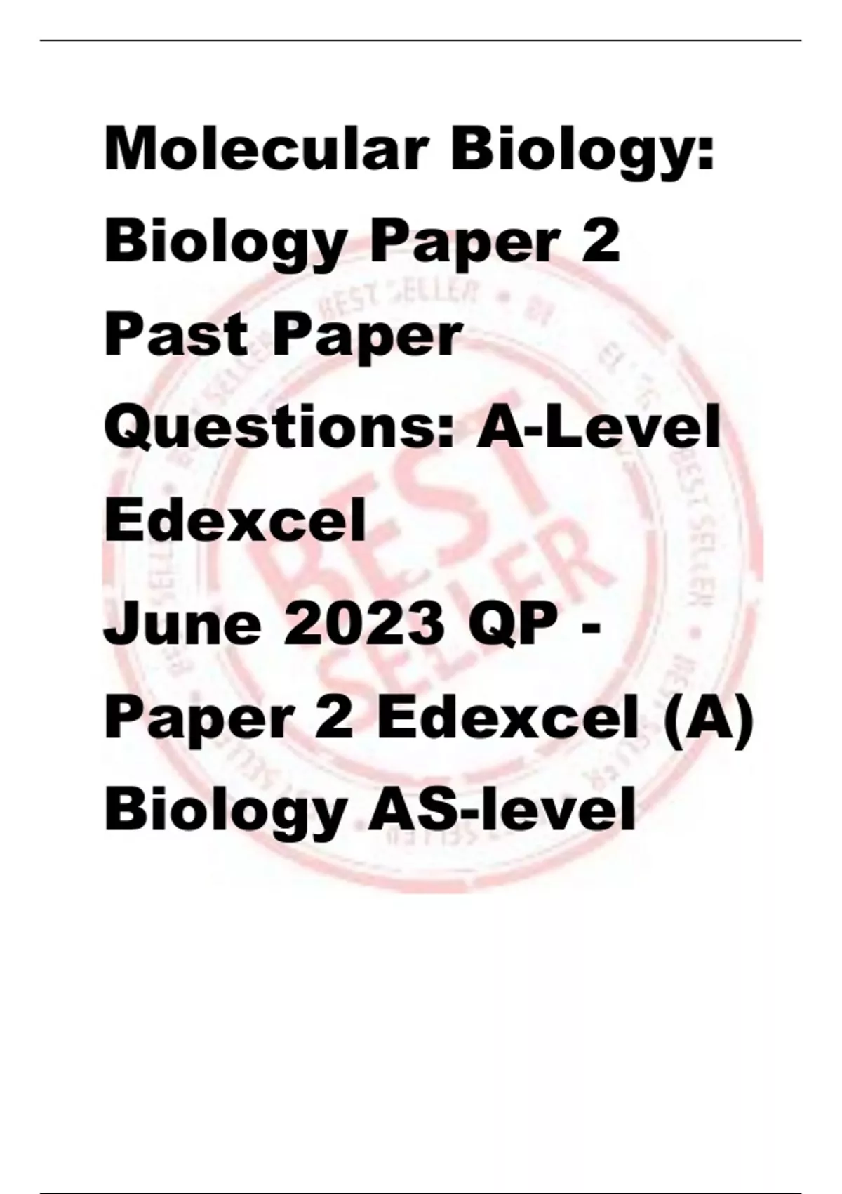 Molecular Biology: Biology Paper 2 Past Paper Questions: A-Level ...