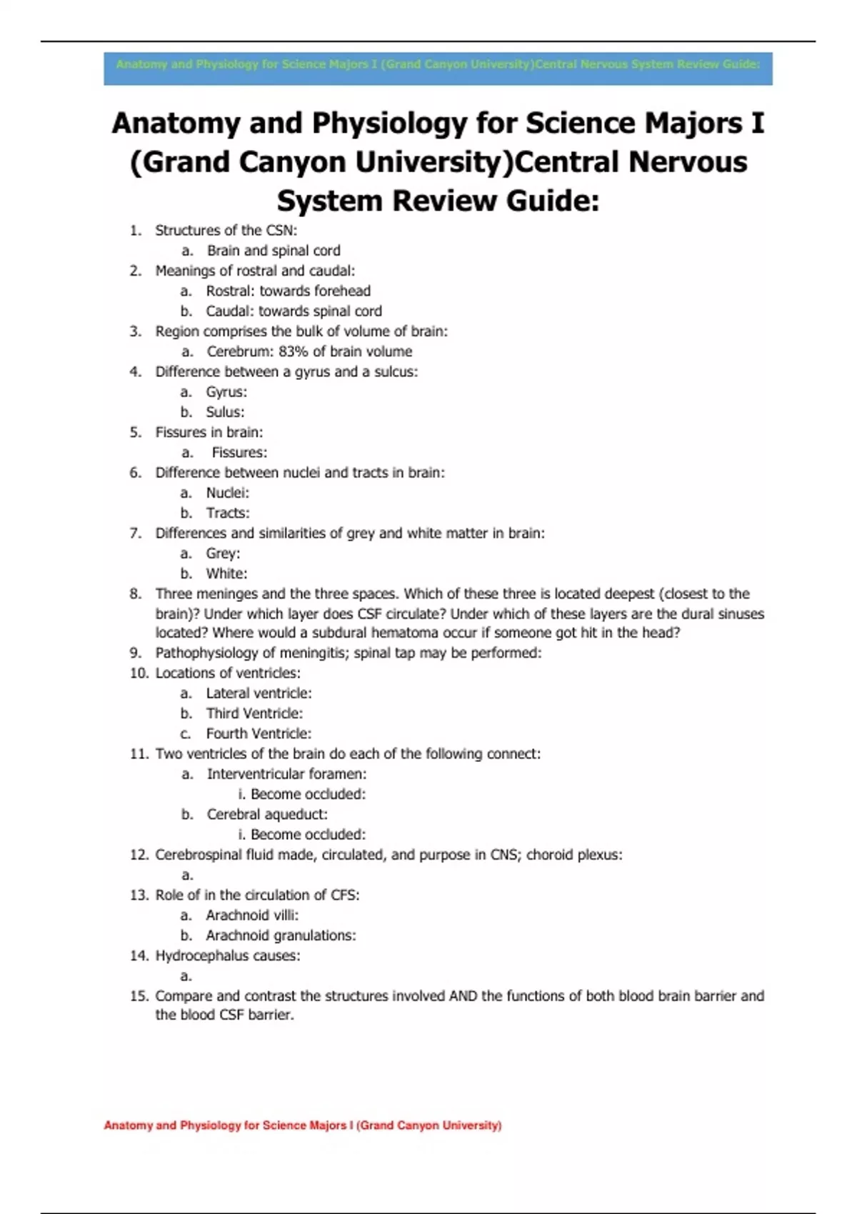 Anatomy and Physiology for Science Majors I Grand Canyon University ...