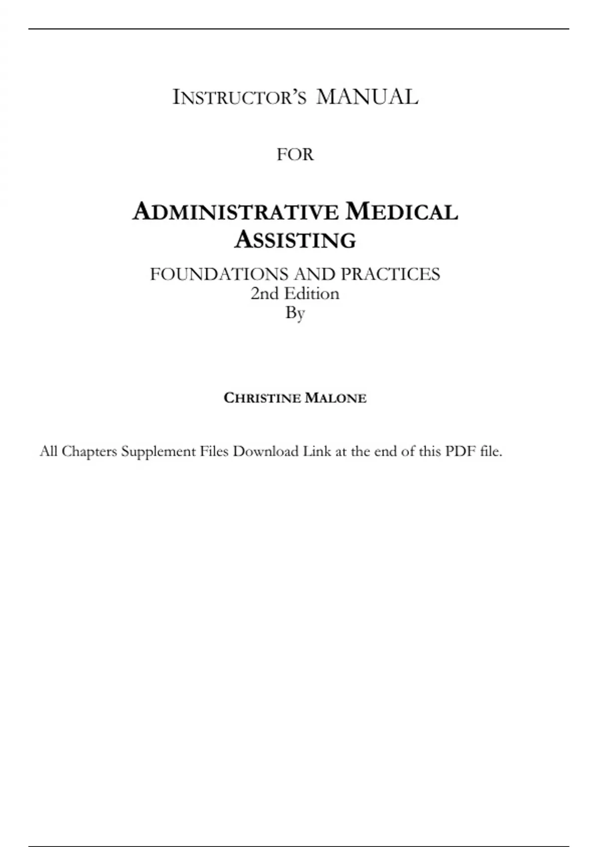 Instructor Manual for Administrative Medical Assisting Foundations and ...