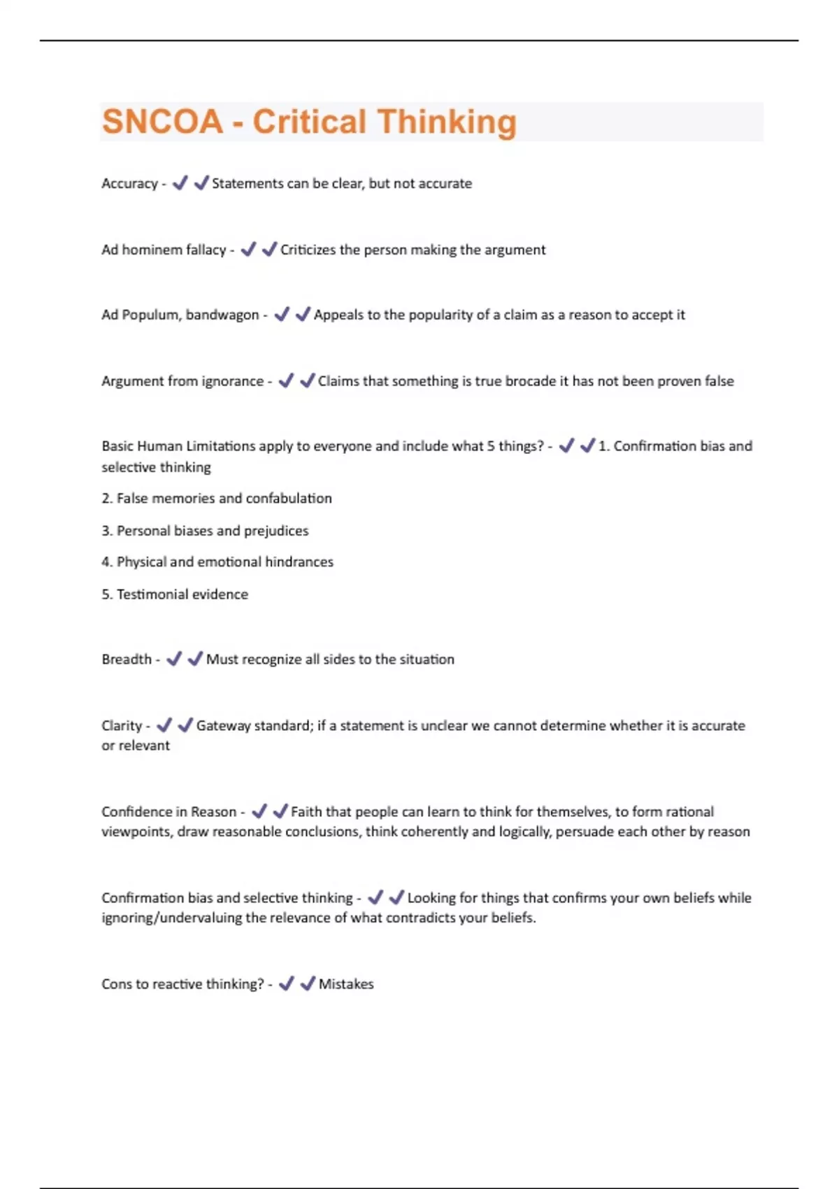 SNCOA - Critical Thinking Questions & Answers Solved 100% Correct ...