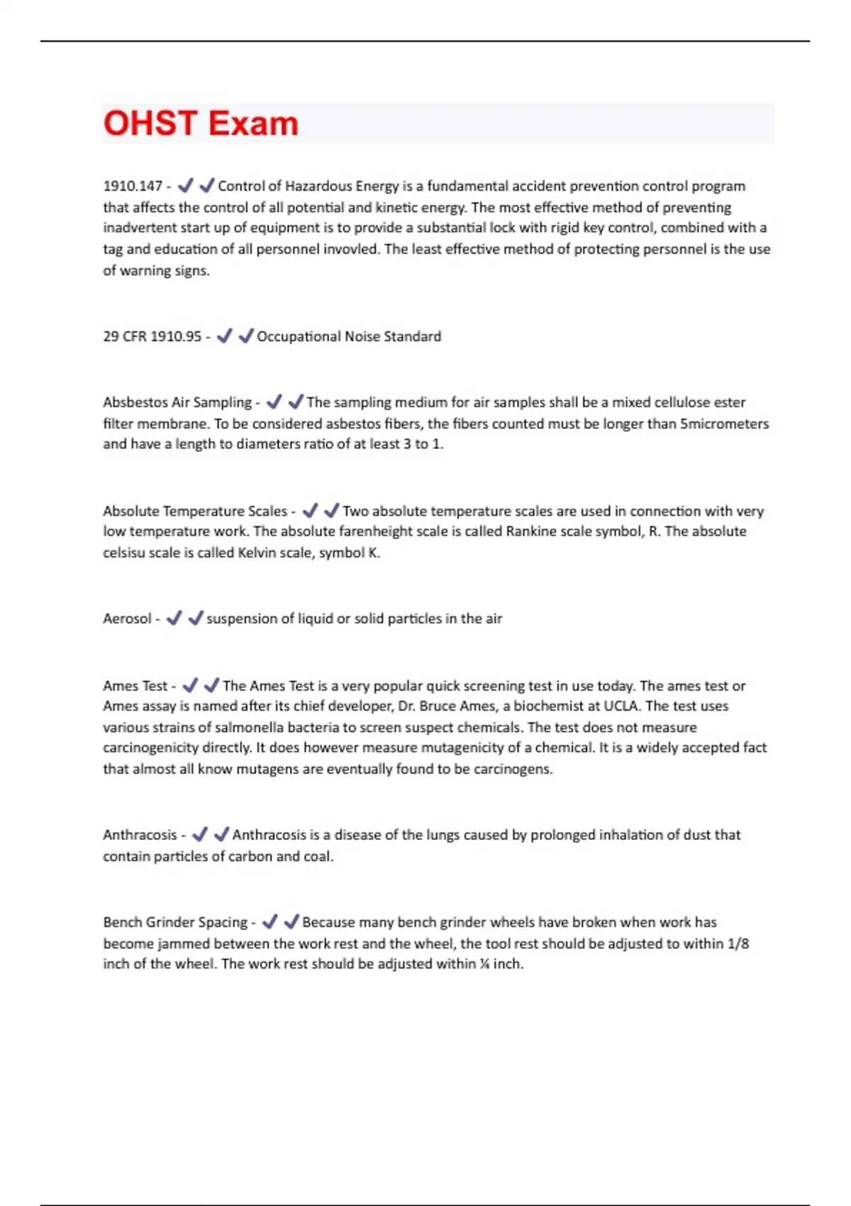 OHST Exam QUESTIONS AND ANSWERS SOLVED 100% CORRECT - OHST - Stuvia US