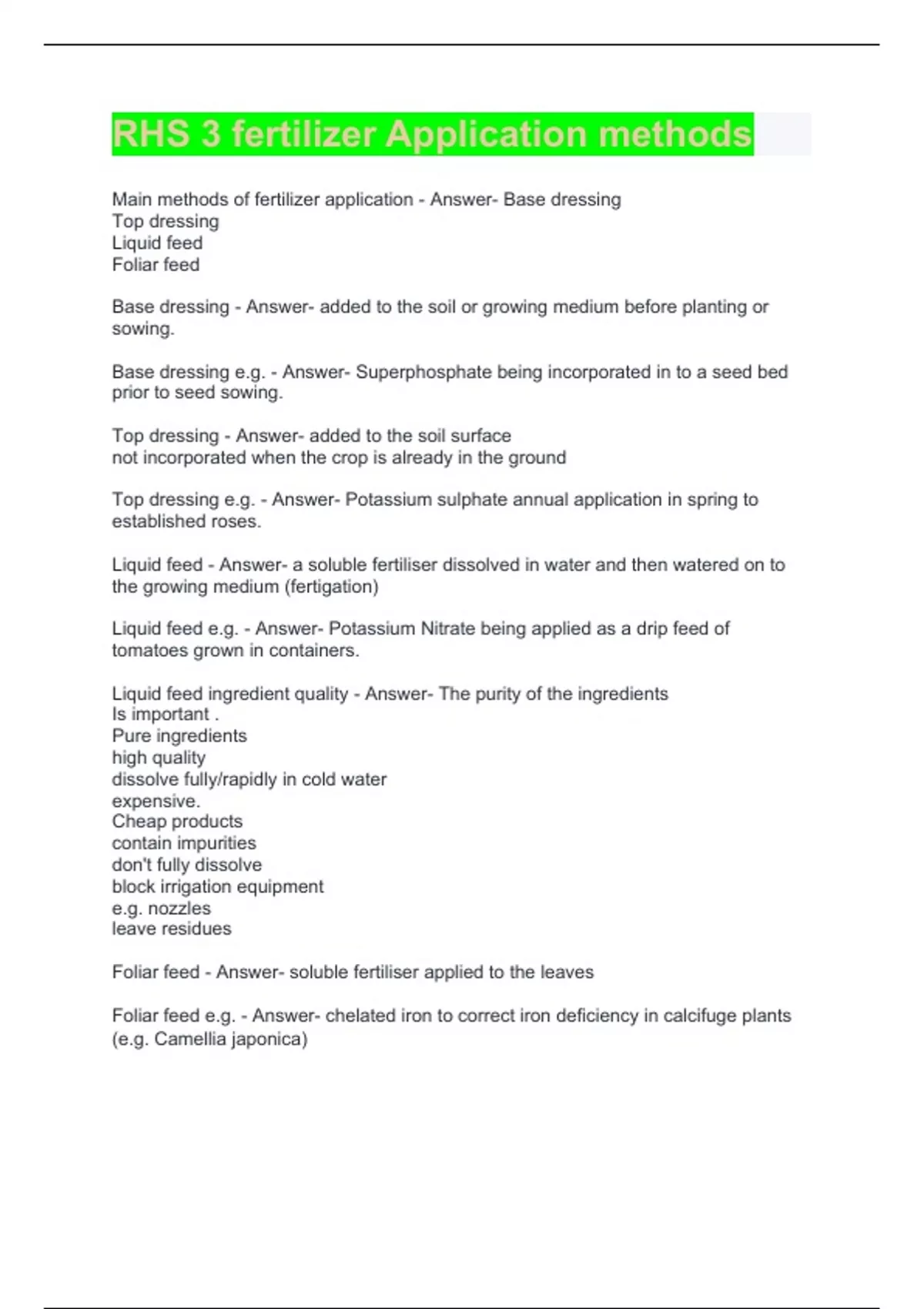 RHS 3 fertilizer Application methods Questions & Answers - RHS 3 ...