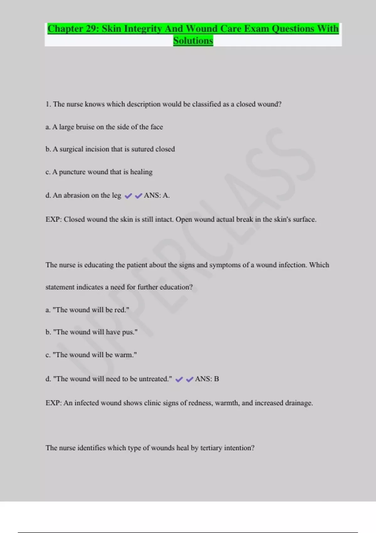 Chapter 29: Skin Integrity And Wound Care Exam Questions With Solutions ...
