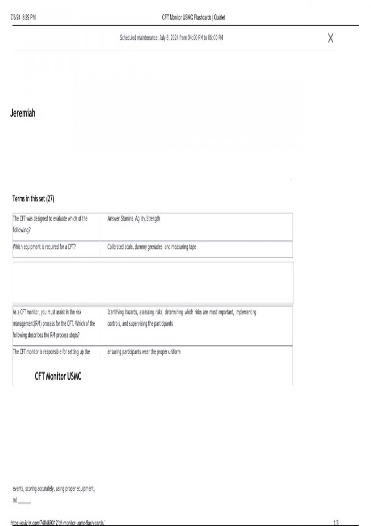 CFT Monitor USMC Flashcards _ 100- SURE ANSWERS-1-.pdf - CWEP ...