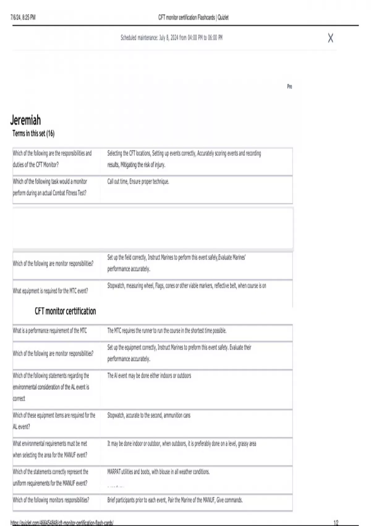 CFT Monitor USMC Flashcards _ 100- SURE ANSWERS-1-.pdf - CWEP ...