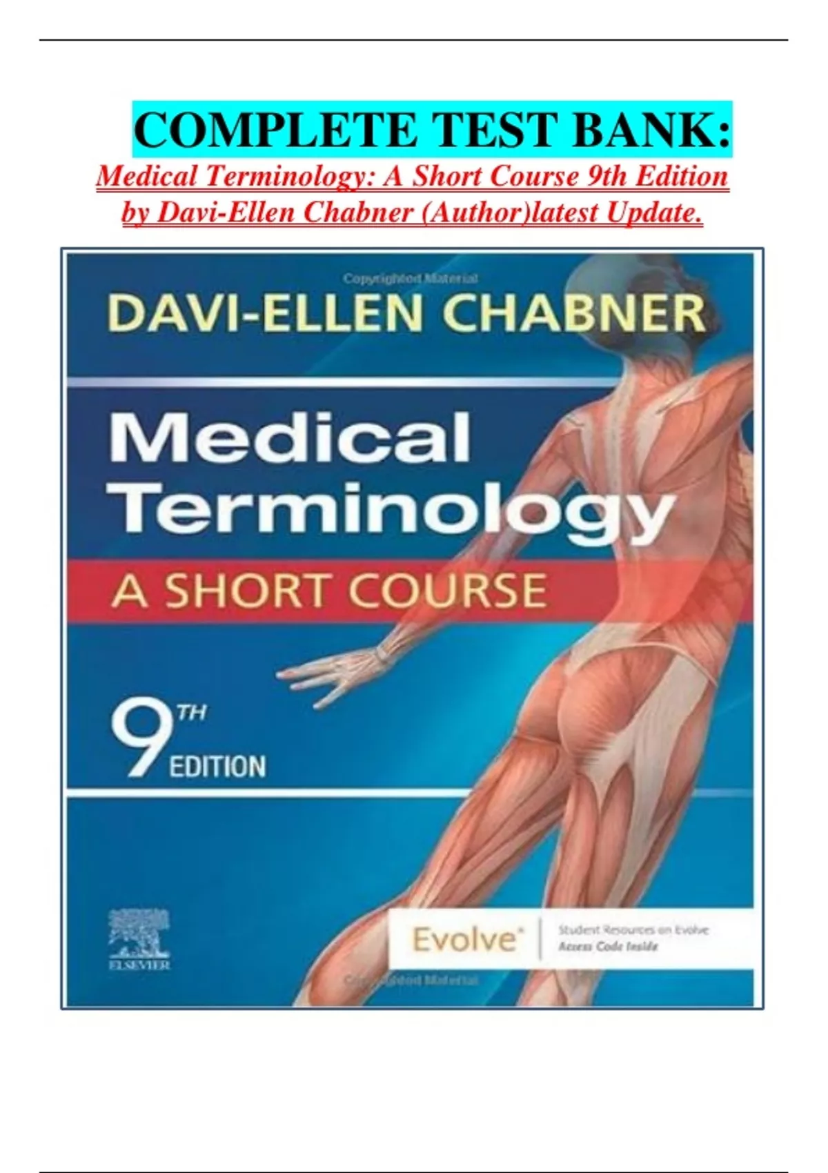 COMPLETE TEST BANK: Medical Terminology: A Short Course 9th Edition by ...