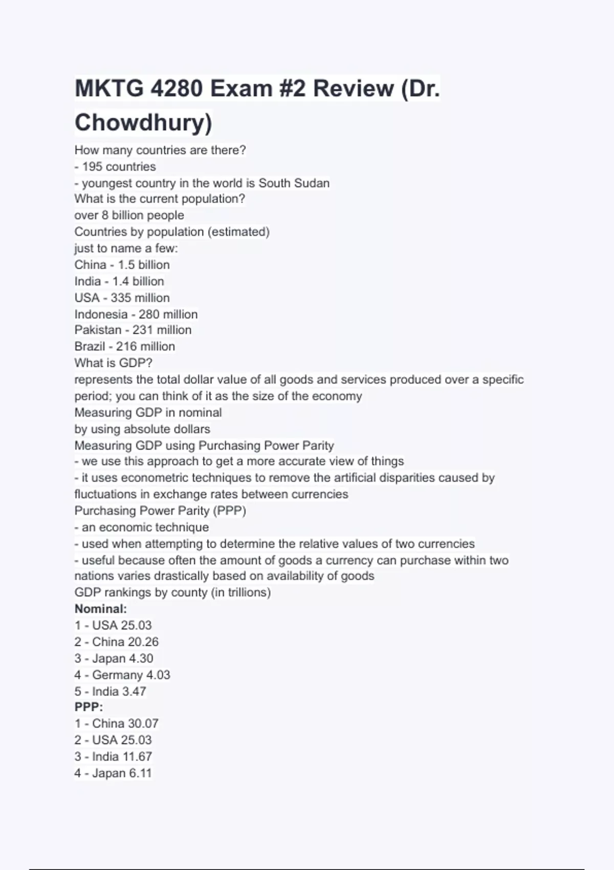 MKTG 4280 Exam -2 Review (Dr. Chowdhury) (ANSWERS) 2024 - DISTINCTION GUARANTEED / Complete ...