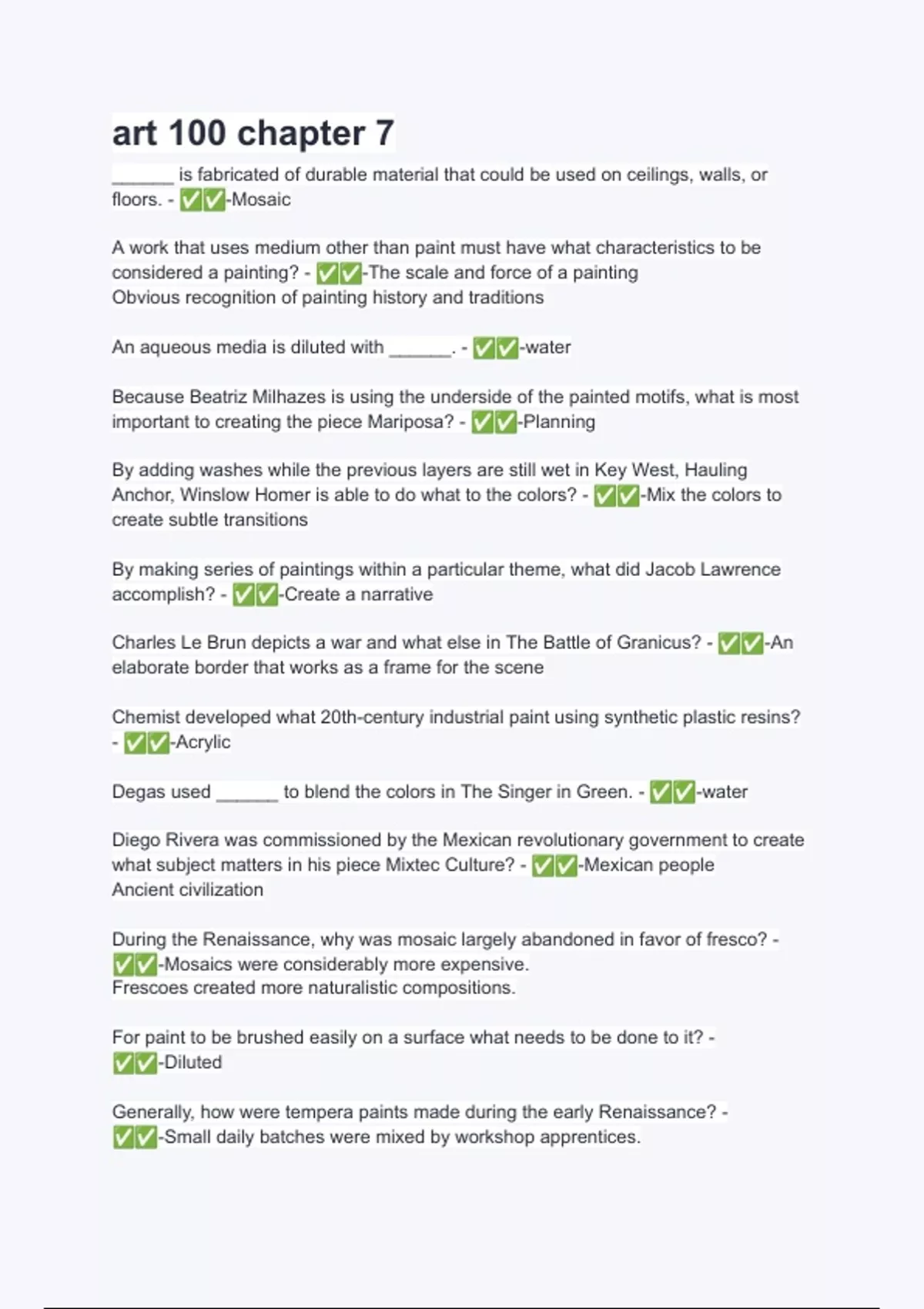 Art 100 Chapter 7 (ANSWERS) 2024 - DISTINCTION GUARANTEED / Complete ...