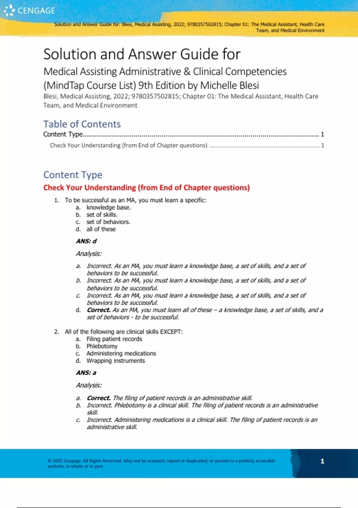 Solution Manual for Medical Assisting Administrative & Clinical ...