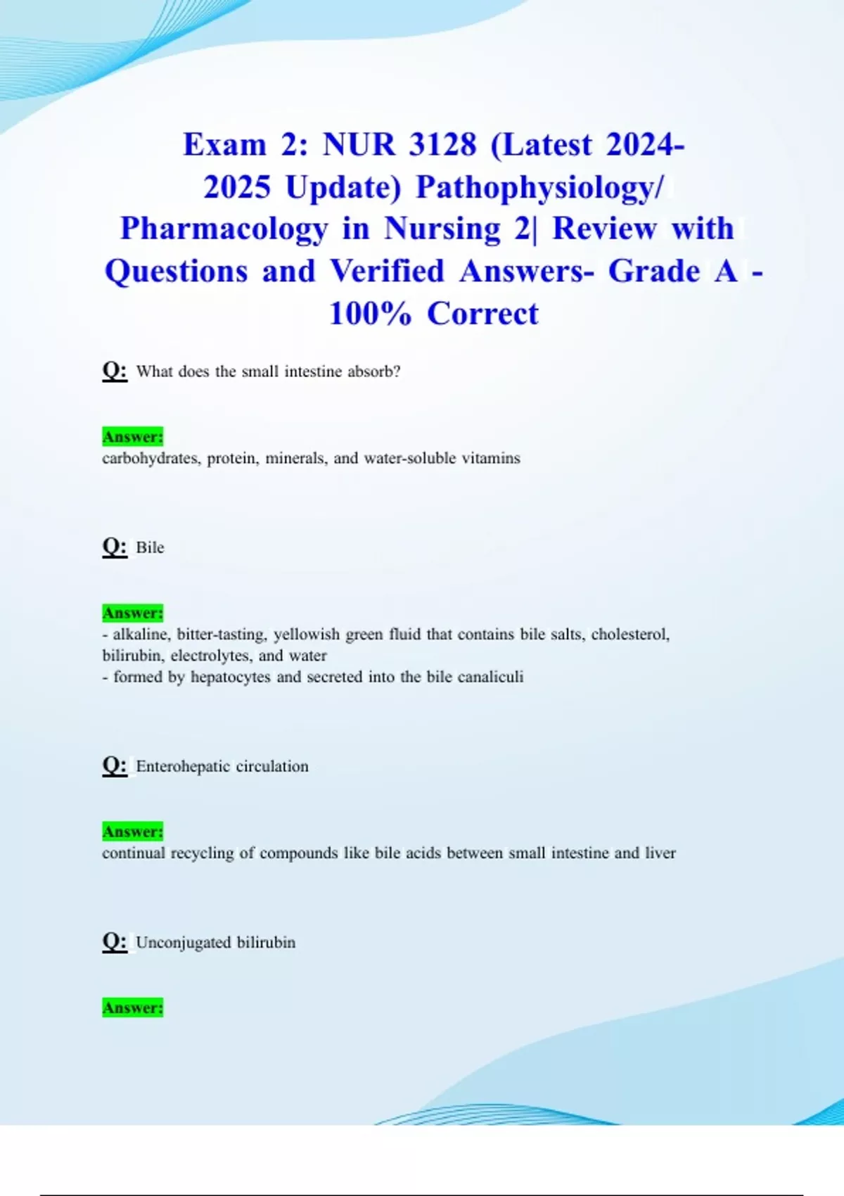Exam 2: NUR 3128 (Latest Updates COMPLETE STUDY BUNDLE PACKAGE ...