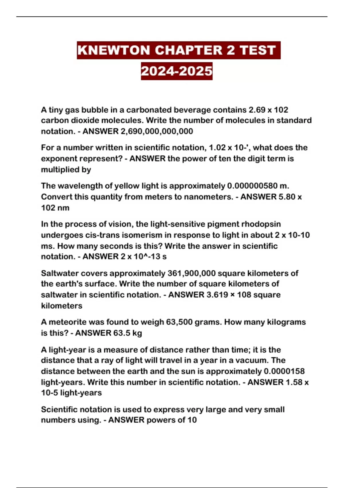 KNEWTON CHAPTER 2 TEST - KNEWTON - Stuvia US