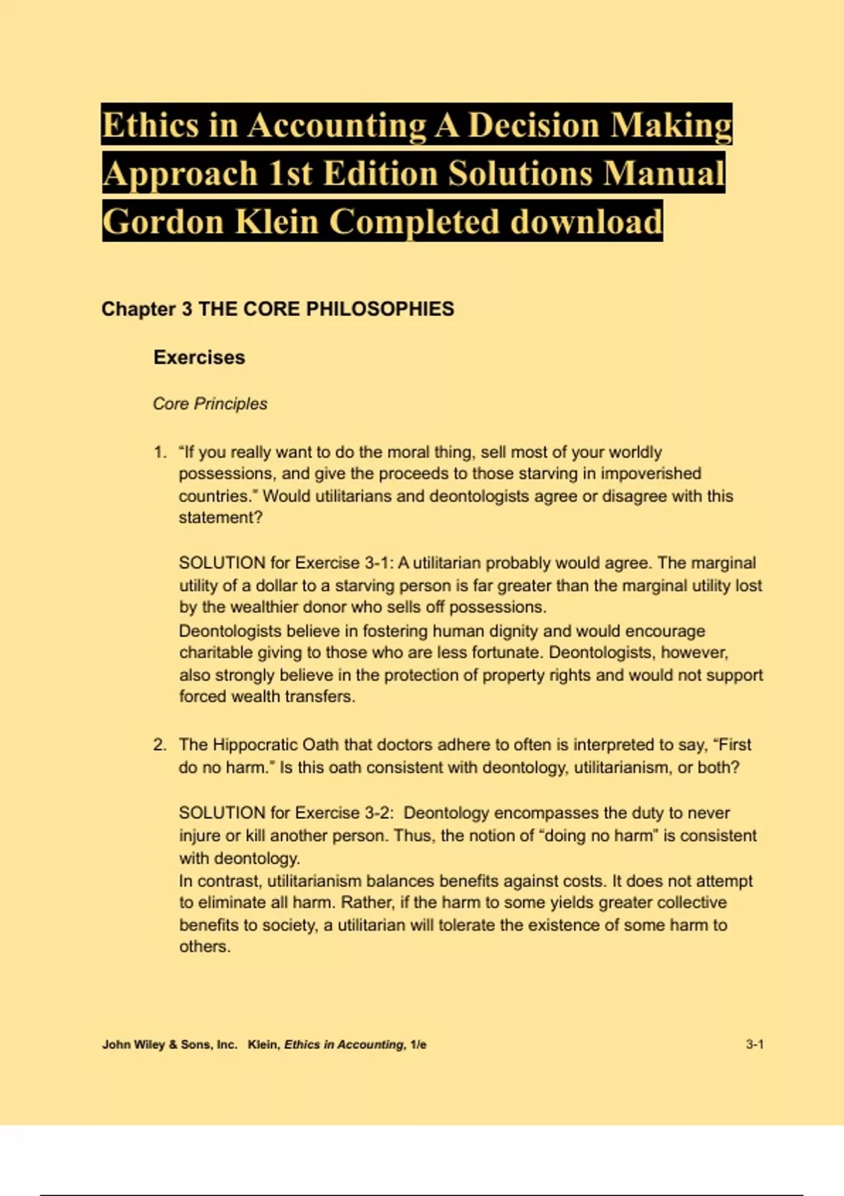 Ethics in Accounting A Decision Making Approach 1st Edition Solutions ...