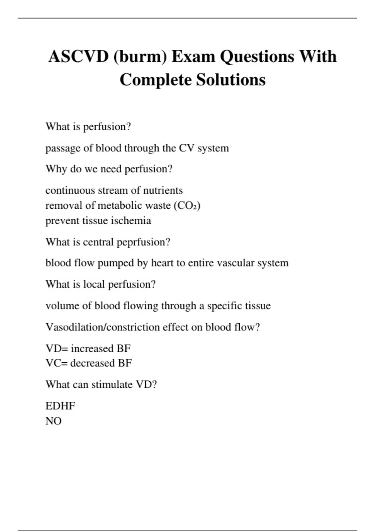 ASCVD (burm) Exam Questions With Complete Solutions - ASCVD - Stuvia US