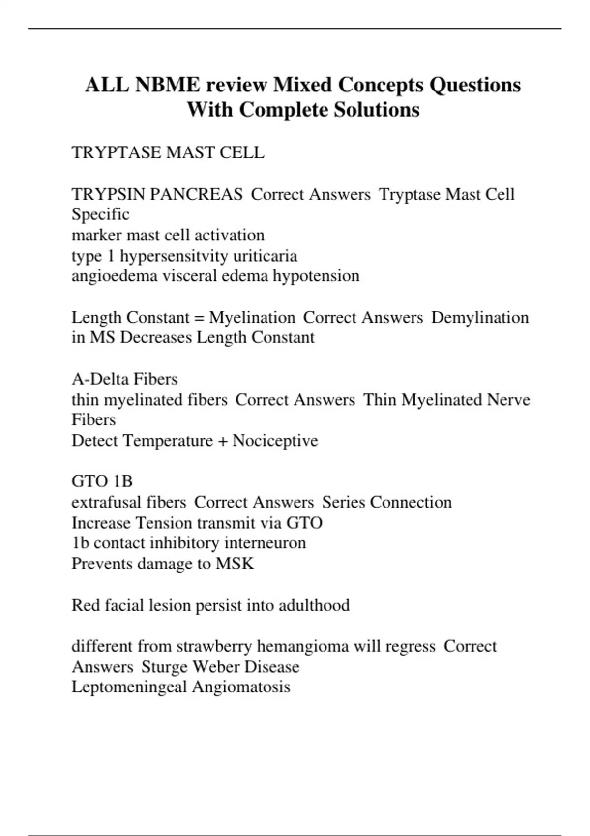 ALL NBME review Mixed Concepts Questions With Complete Solutions - NBME ...