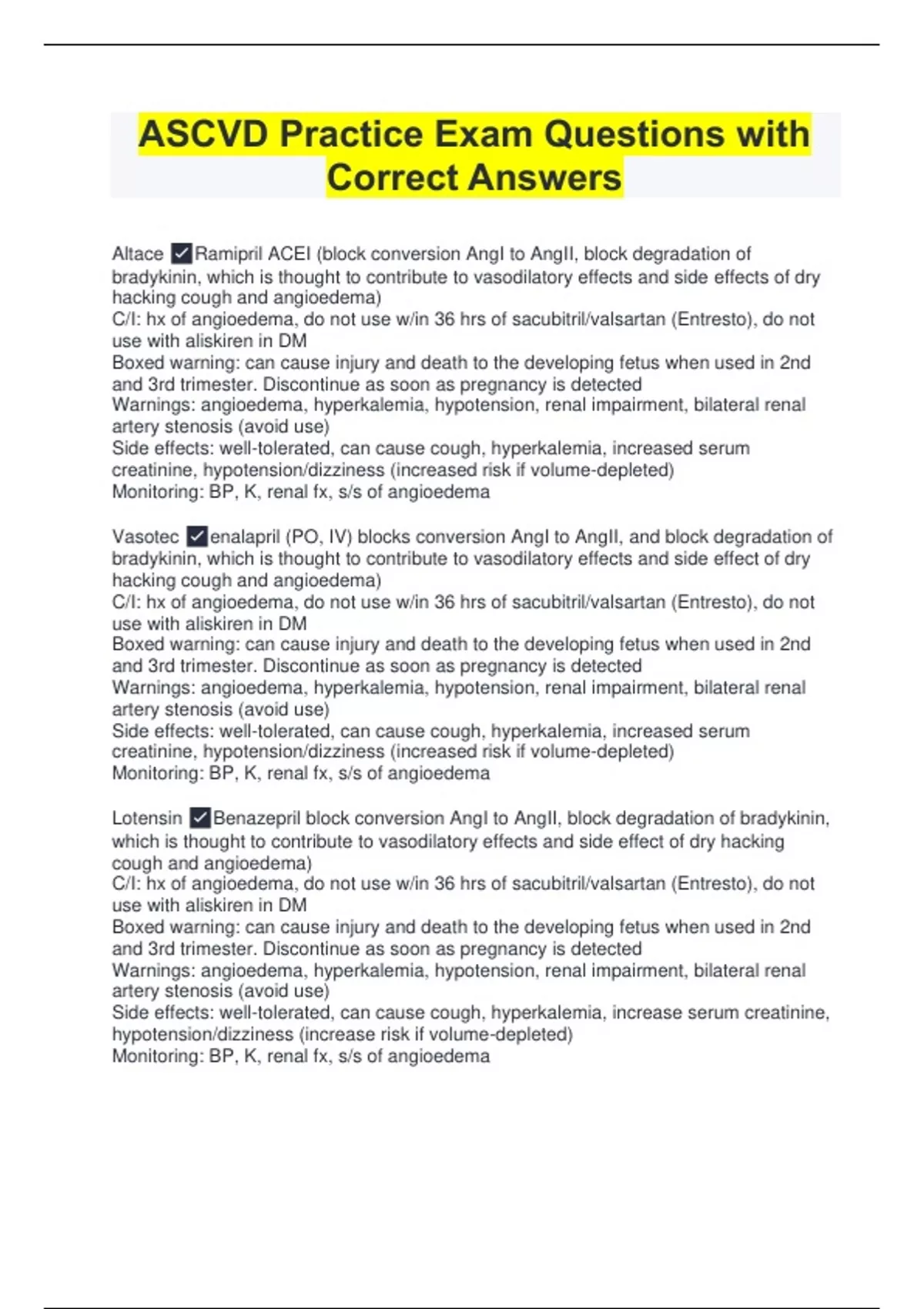 ASCVD Practice Exam Questions with Correct Answers - ASCVD - Stuvia US