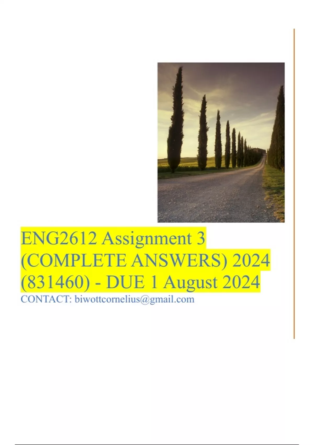 ENG2612 Assignment 3 (COMPLETE ANSWERS) 2024 (831460) - DUE 1 August ...