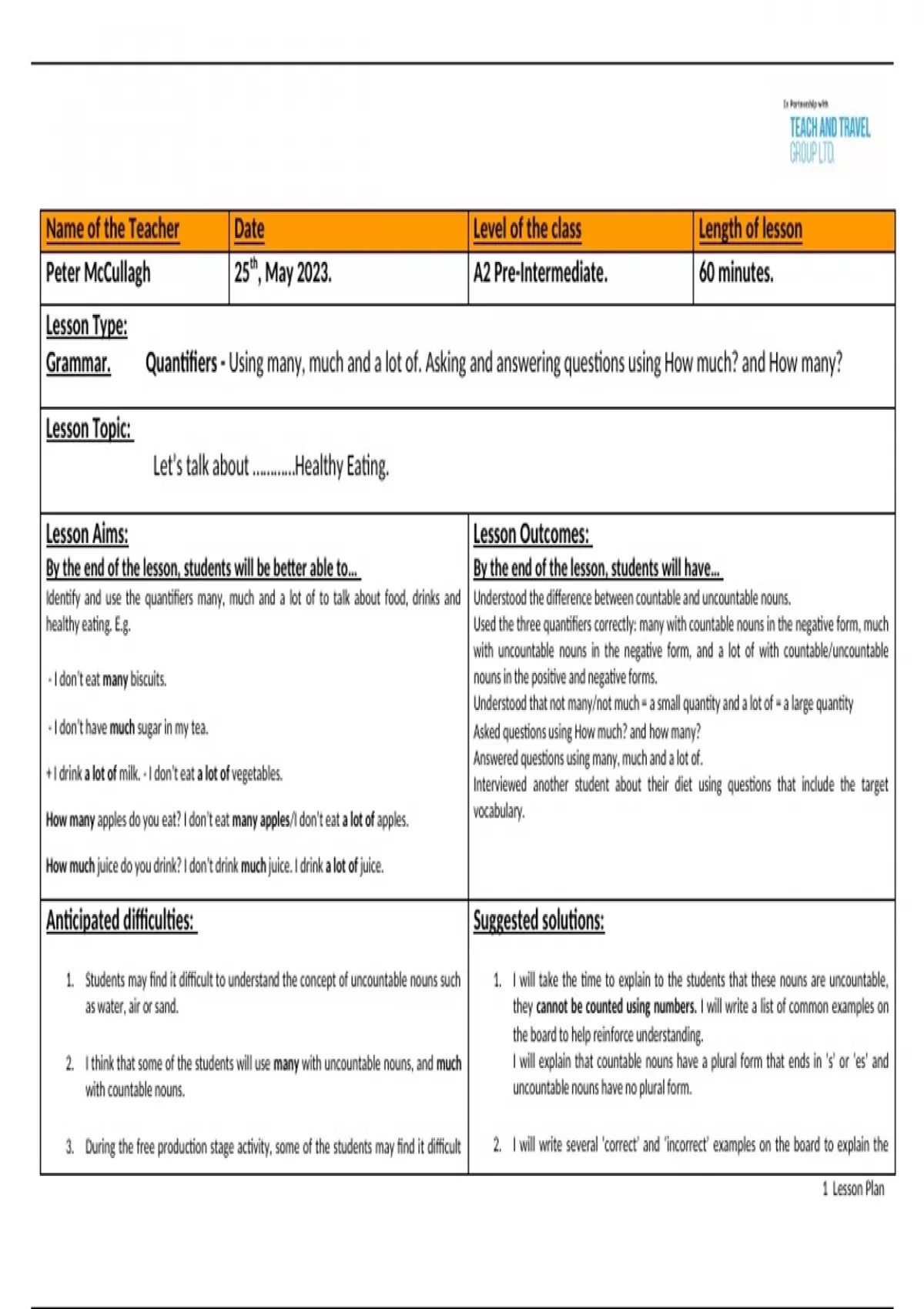 *PASSED* TEFL Level 5 Advanced Diploma. Assignment 2. Teaching Grammar ...