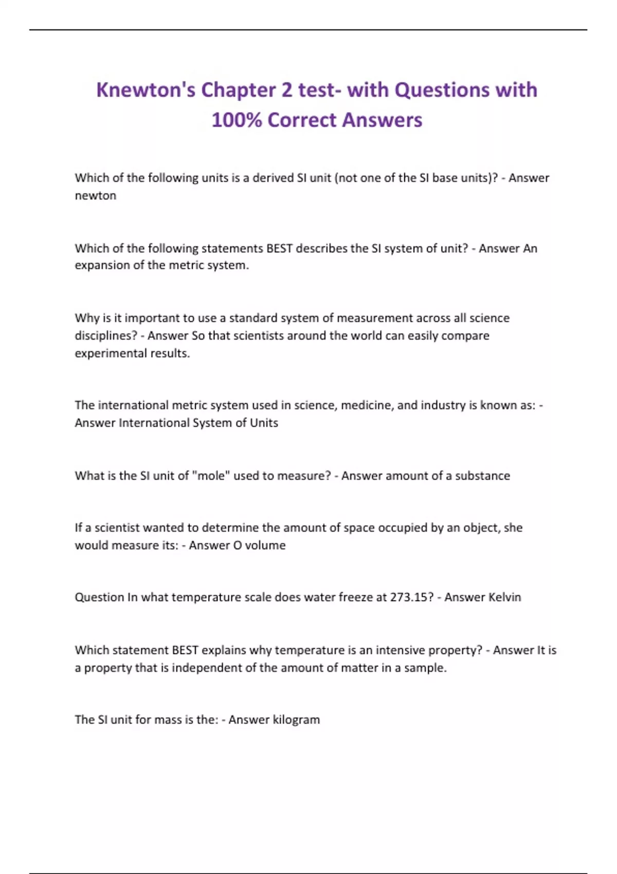 Knewton's Chapter 2 test- with Questions with 100% Correct Answers ...