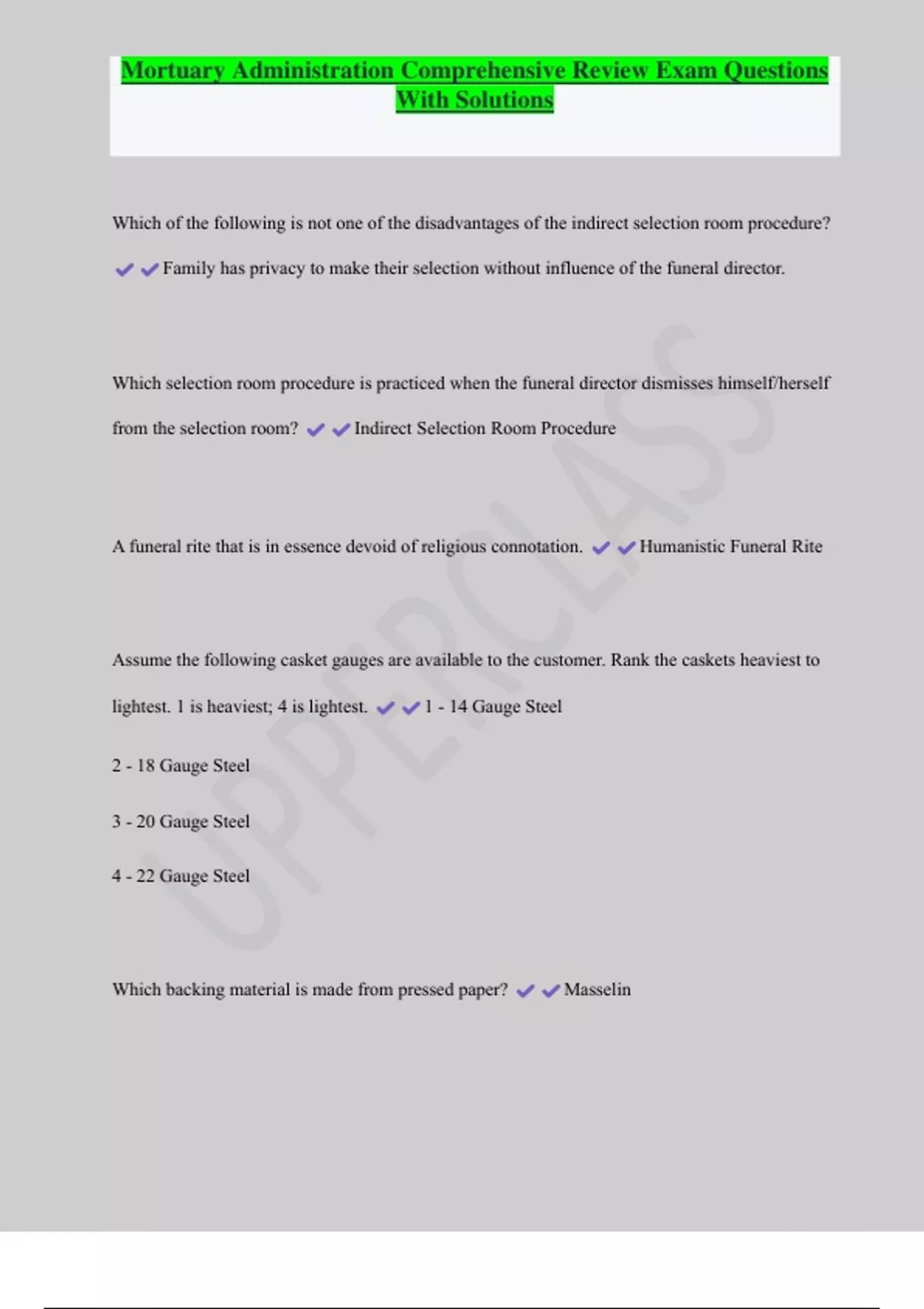 Mortuary Administration Comprehensive Review Exam Questions With ...