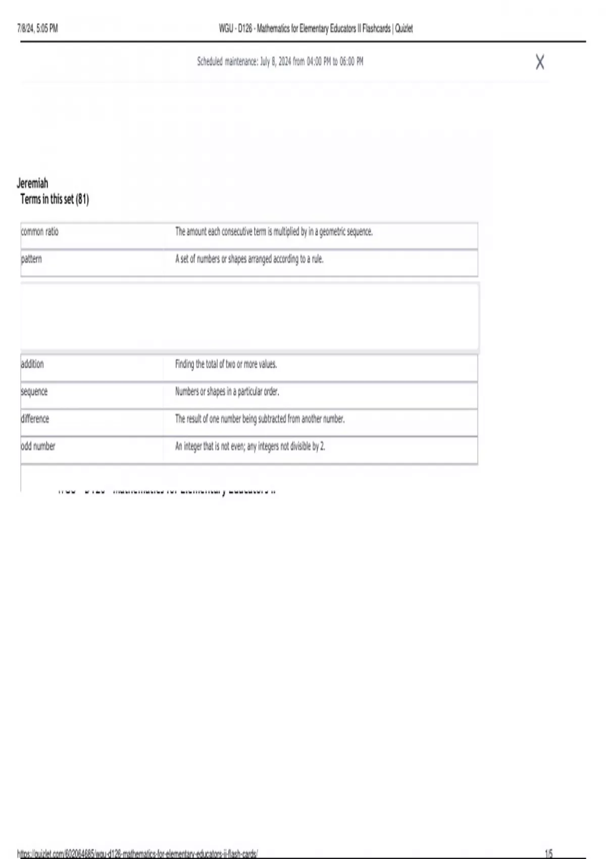 WGU - D126 - Mathematics for Elementary Educators II Flashcards ...