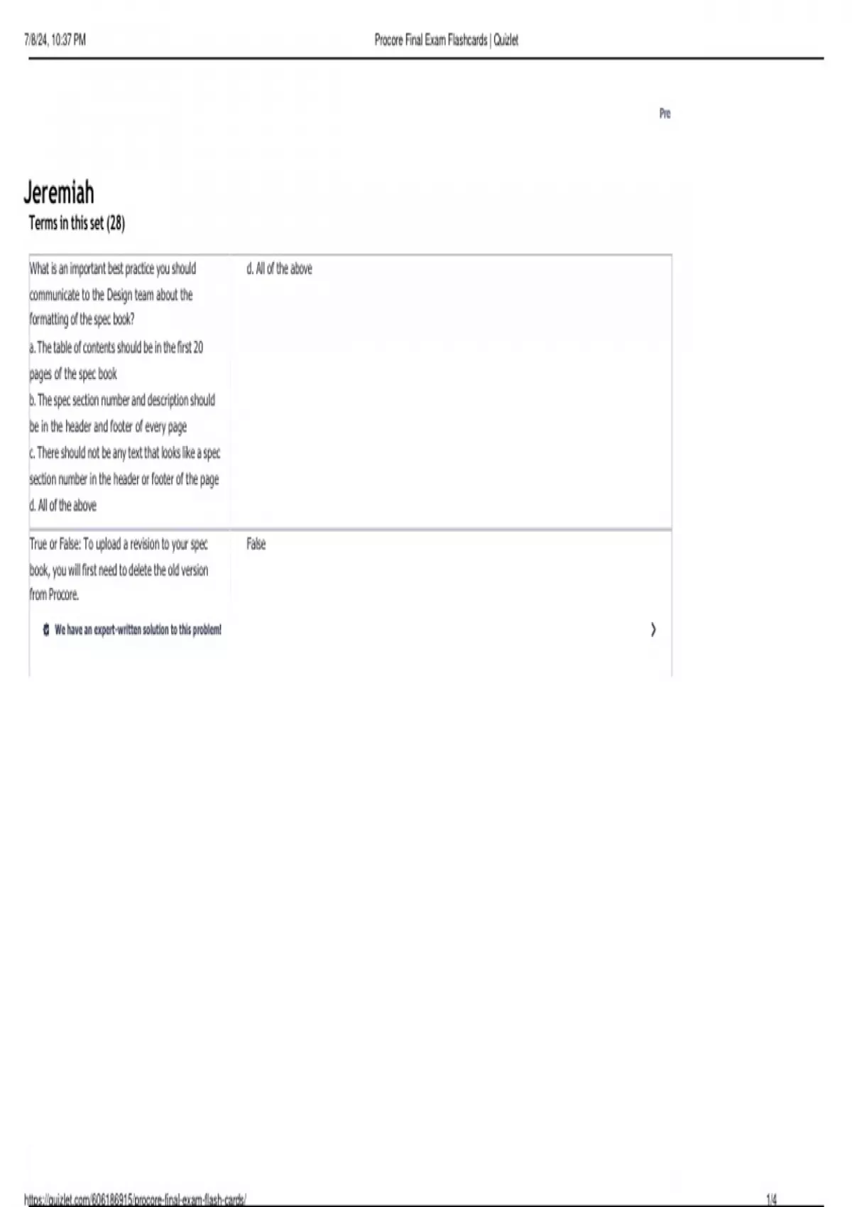 Procore Final Exam Flashcards _ (answered correctly)[1].pdf - ACE ...