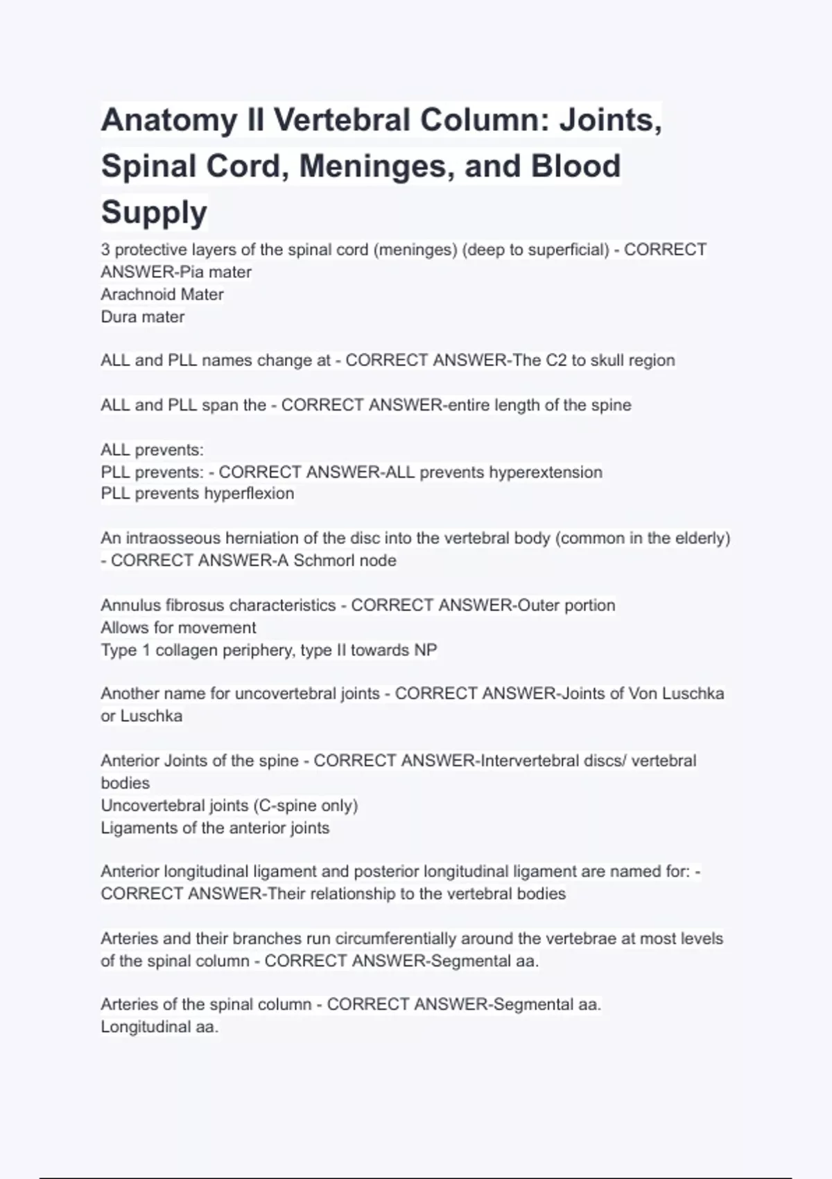 Anatomy II Vertebral Column_ Joints, Spinal Cord, Meninges, and Blood ...