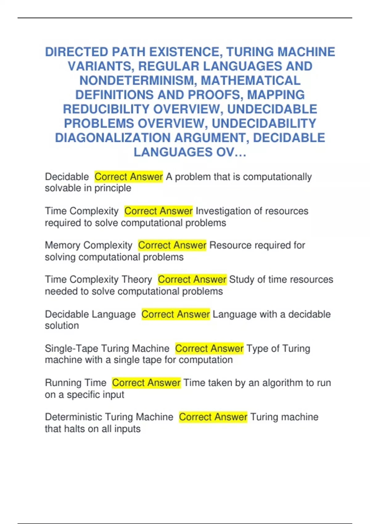 DIRECTED PATH EXISTENCE, TURING MACHINE VARIANTS, REGULAR LANGUAGES AND ...