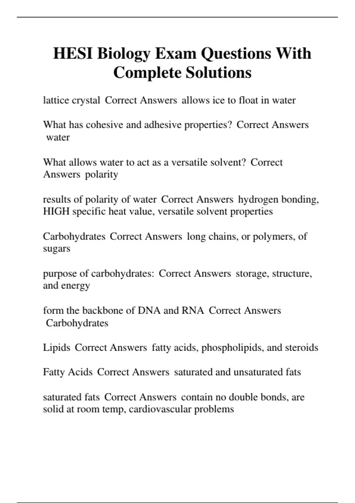 HESI Biology Exam Questions With Complete Solutions - HESI Biology ...