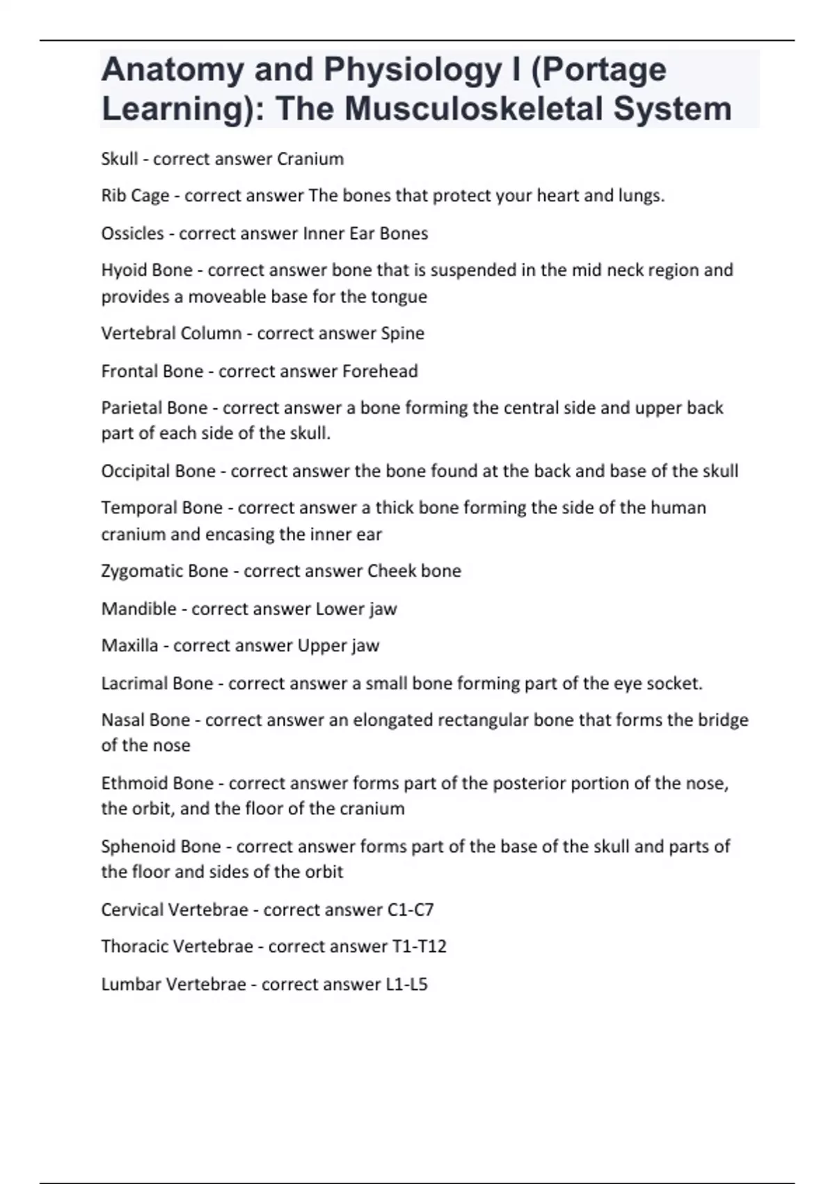 Anatomy and Physiology I (Portage Learning): The Musculoskeletal System ...