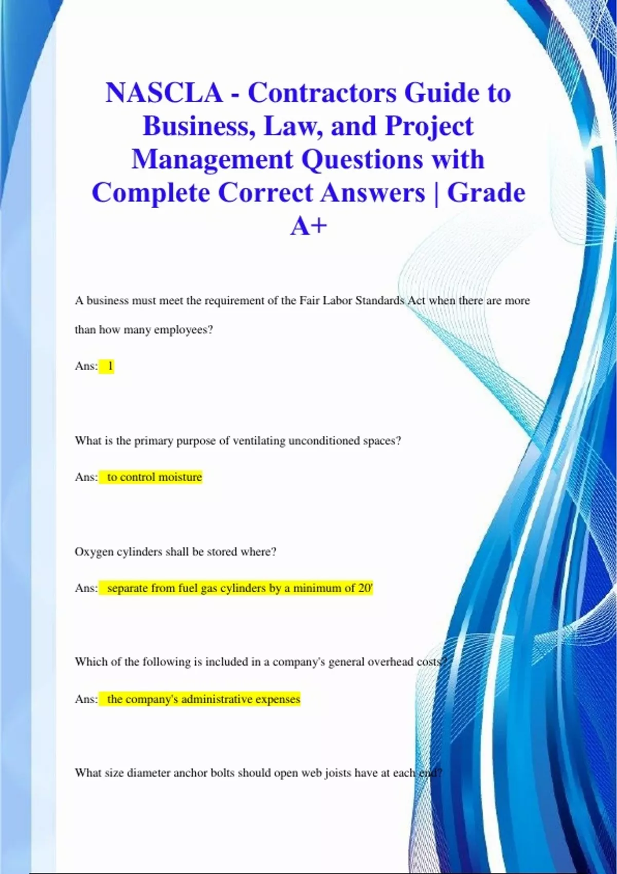 NASCLA BOOKS COMBINED Questions with Complete Correct Answers - Stuvia US