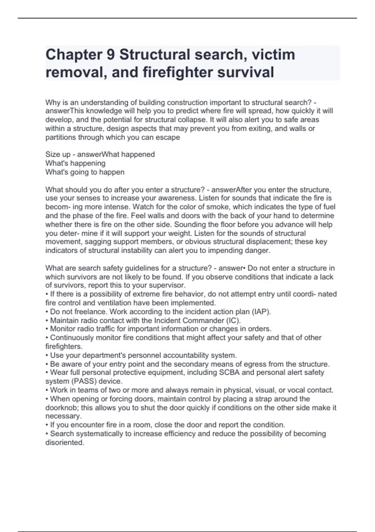Chapter 9 Structural search, victim removal, and firefighter survival ...