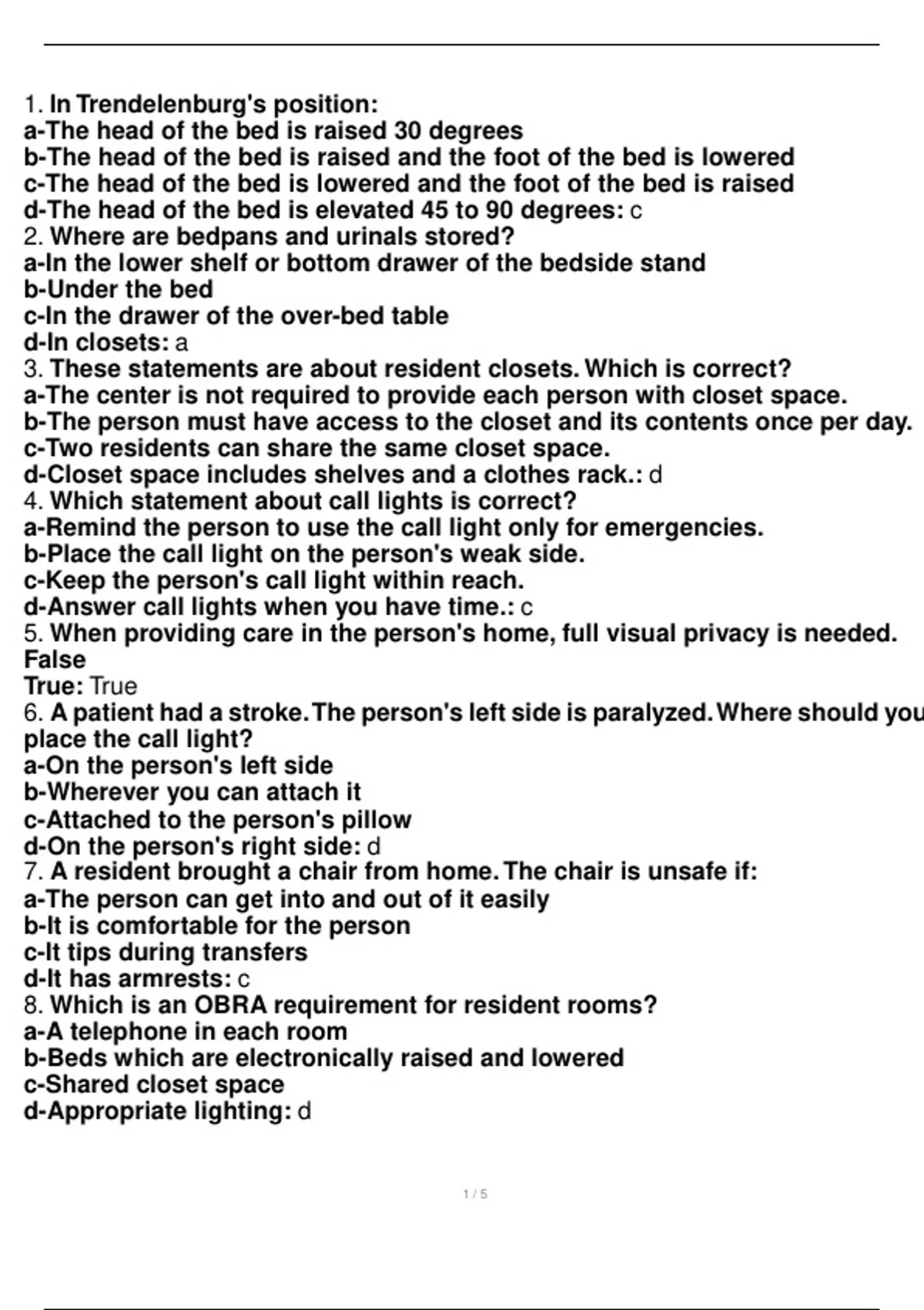 CNA Patient Positioning Complete Guide and Cheat Sheet Review Quesion ...