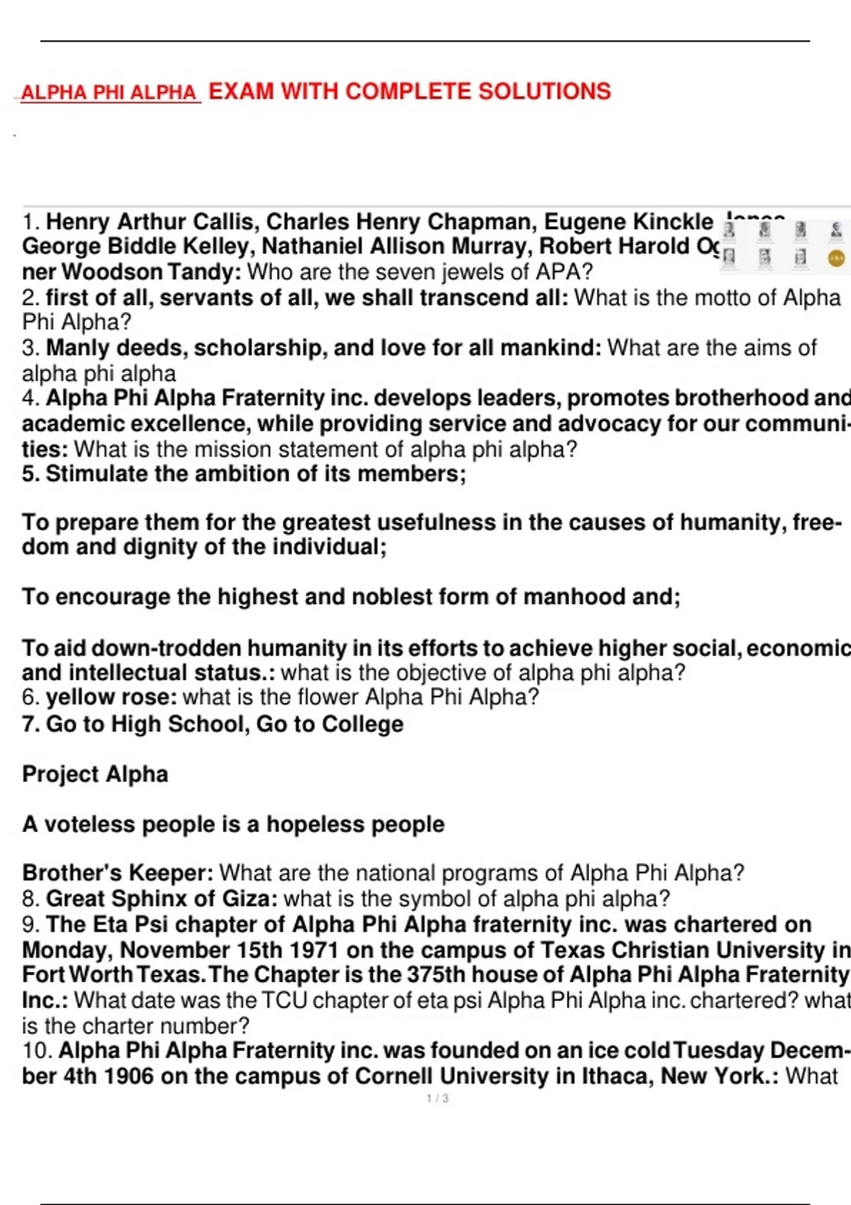 ALPHA PHI ALPHA EXAM WITH COMPLETE SOLUTIONS - ALPHA PHI ALPHA - Stuvia US