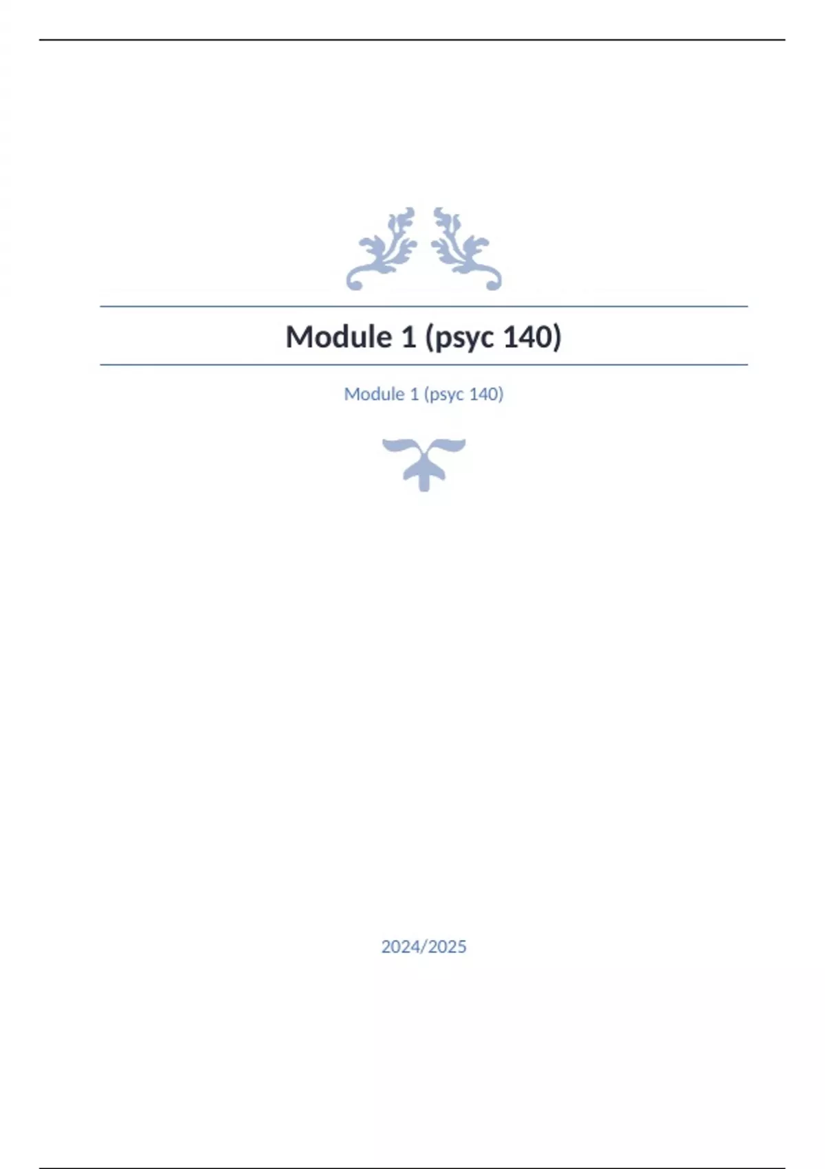 Module 2 questions with complete solutions 2024 - PSYC 140 - Stuvia US