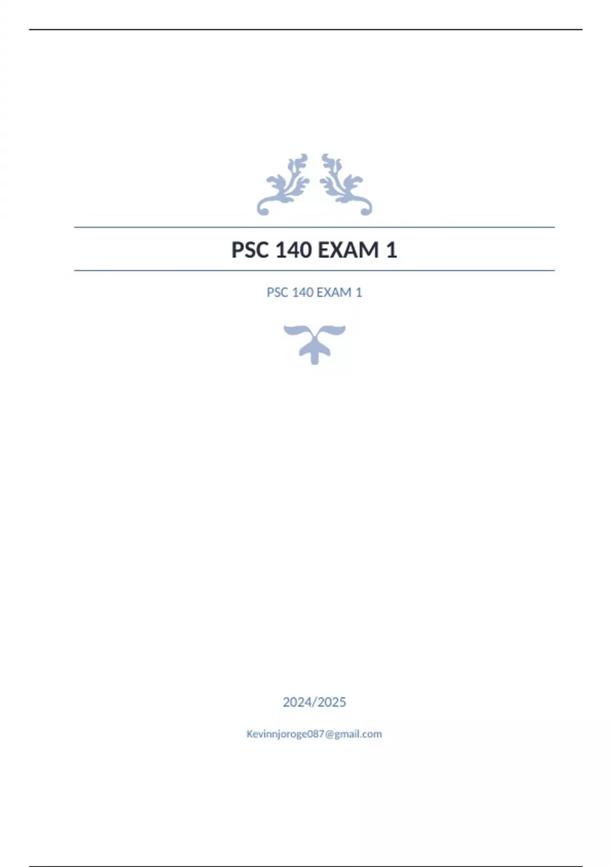 PSC 140 EXAM 1 a questions with complete solutions 2024 - PSYC 140 ...
