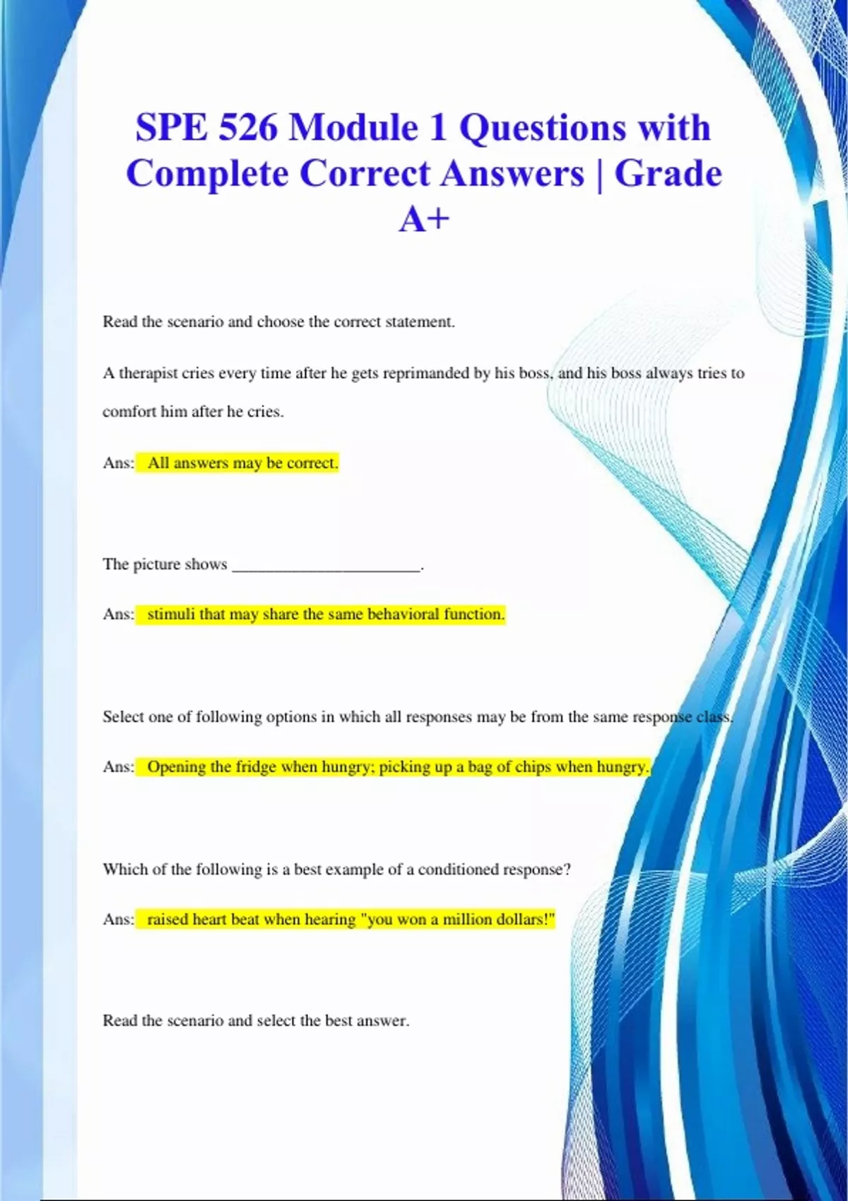 SPE 526 Module 1 Questions with Complete Correct Answers | Grade A+ ...