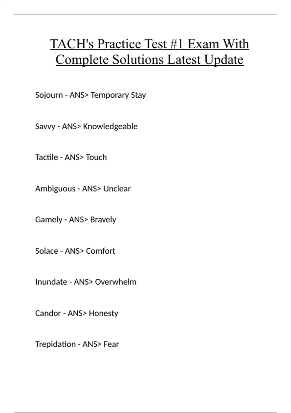 TACH-s Practice Test -1 Exam With Complete Solutions Latest Update ...